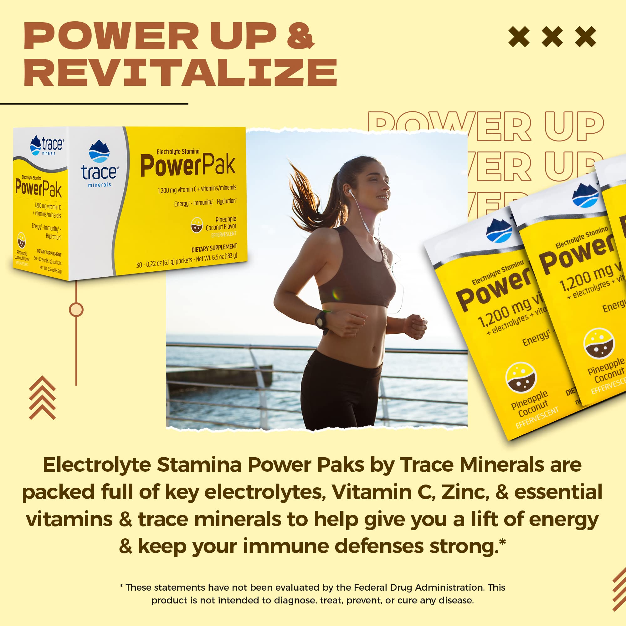 Snapklik.com : Trace Minerals Power Pak Electrolyte Powder Packets 1200 Mg Vitamin C
