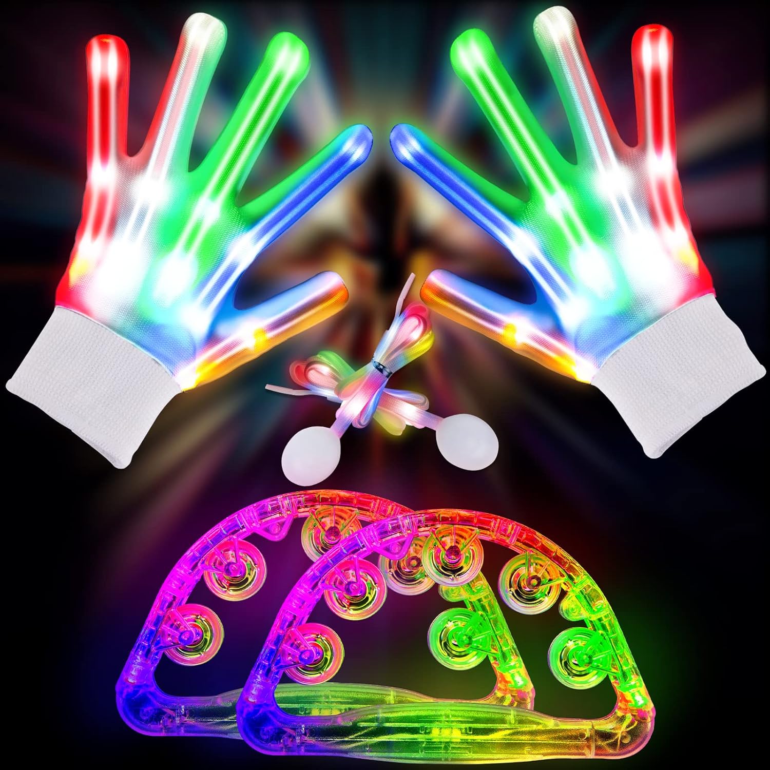 Amazon.com: Aywewii LED Toys, LED Gloves LED Tambourine Set for ...