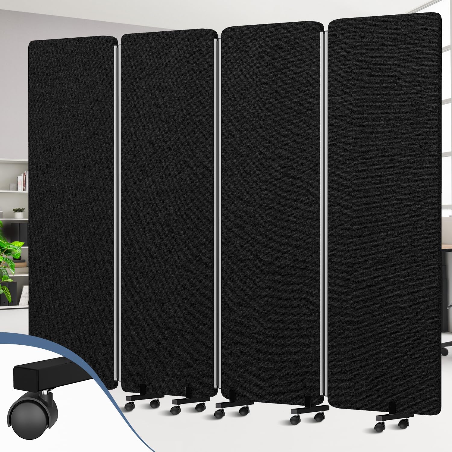Amazon.com: Room Divider Soundproof Privacy Panel with Wheels, 4 Panel ...