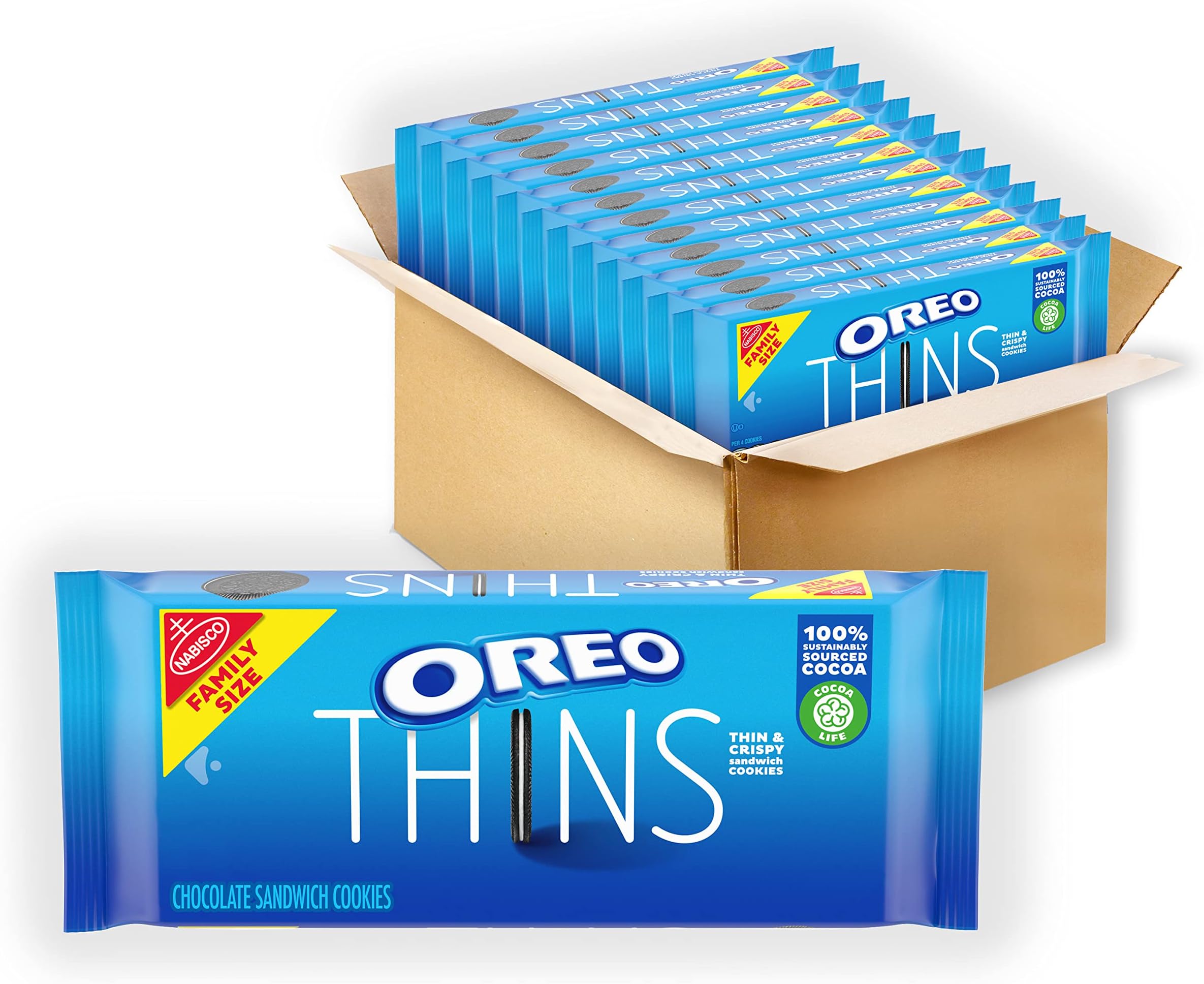 Amazon.com: OREO Thins Mint Creme Chocolate Sandwich Cookies, Family ...