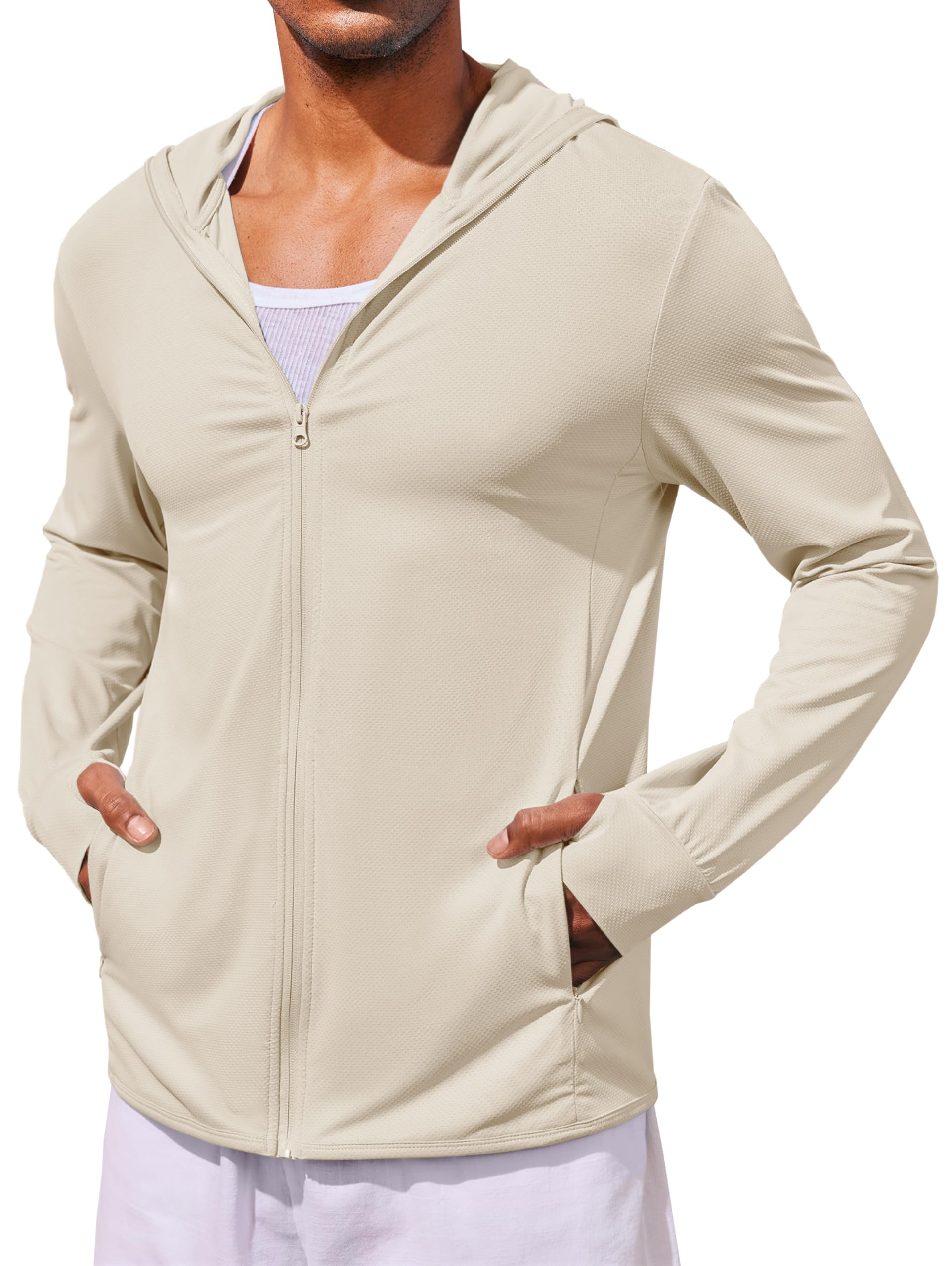 Runcati Mens UPF 50+ UV Sun Protection Hoodie Jacket Long Sleeve ...