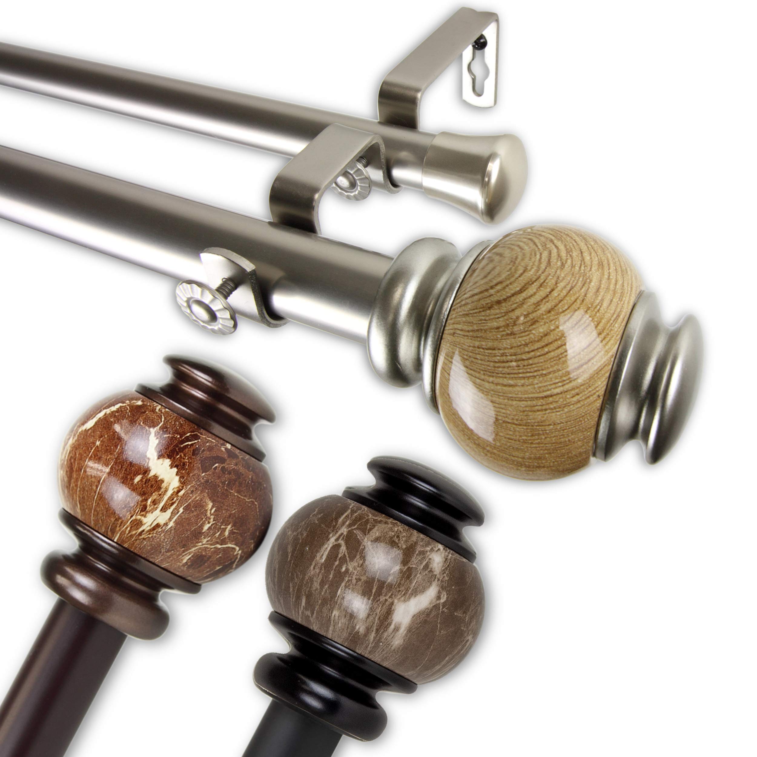 Rod Desyne 1" Fleck Double Curtain Rod, 160-240 inch, Bronze