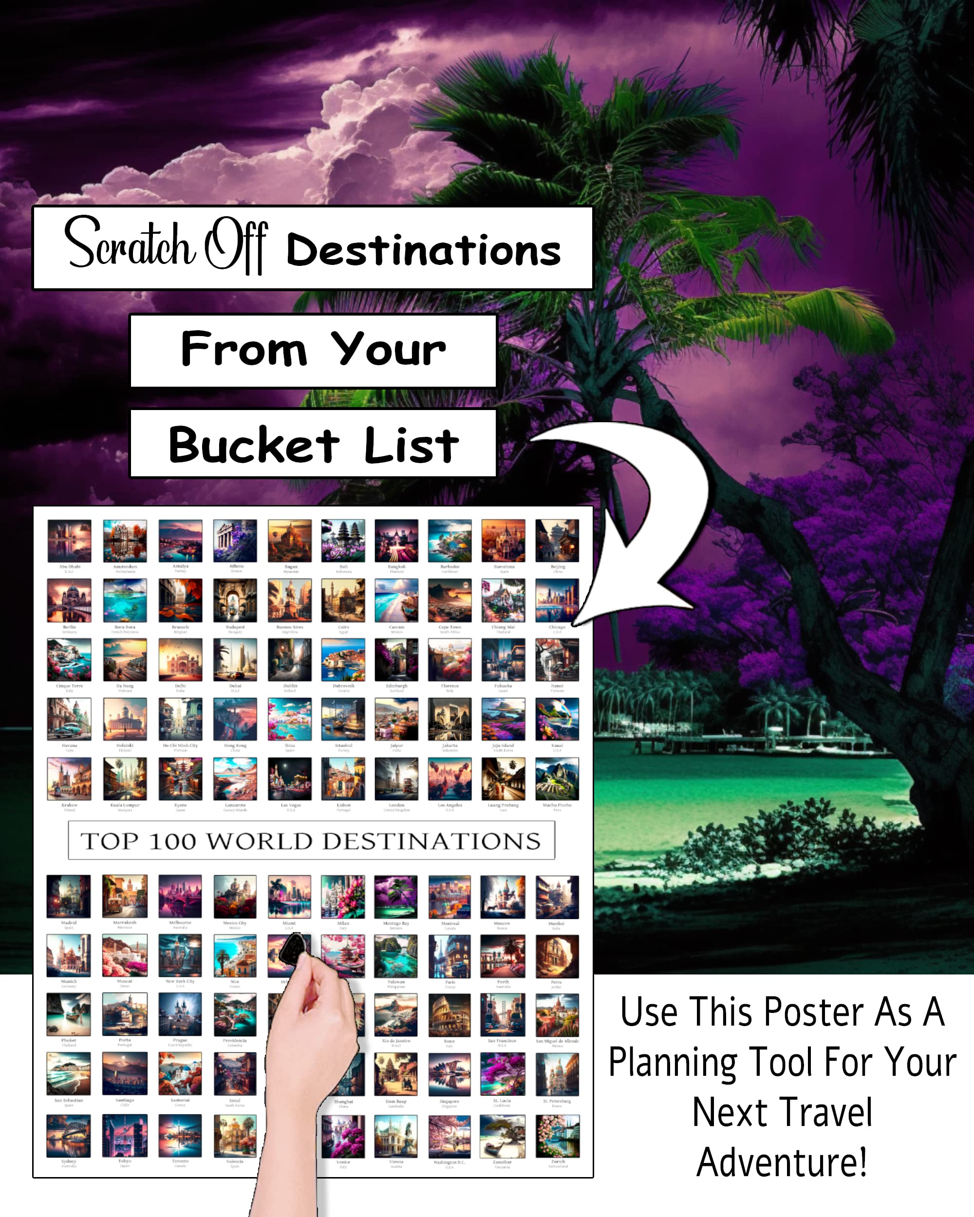 Snapklik.com : Scratch Off USA Map & 100 Destinations Travel Poster ...