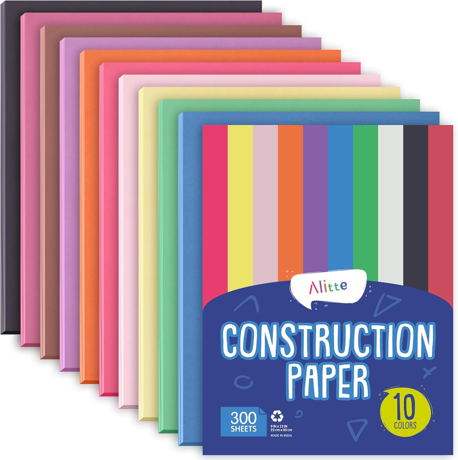 Amazon.com: Alitte Construction Paper Assorted Colors - Craft Paper, 10 ...