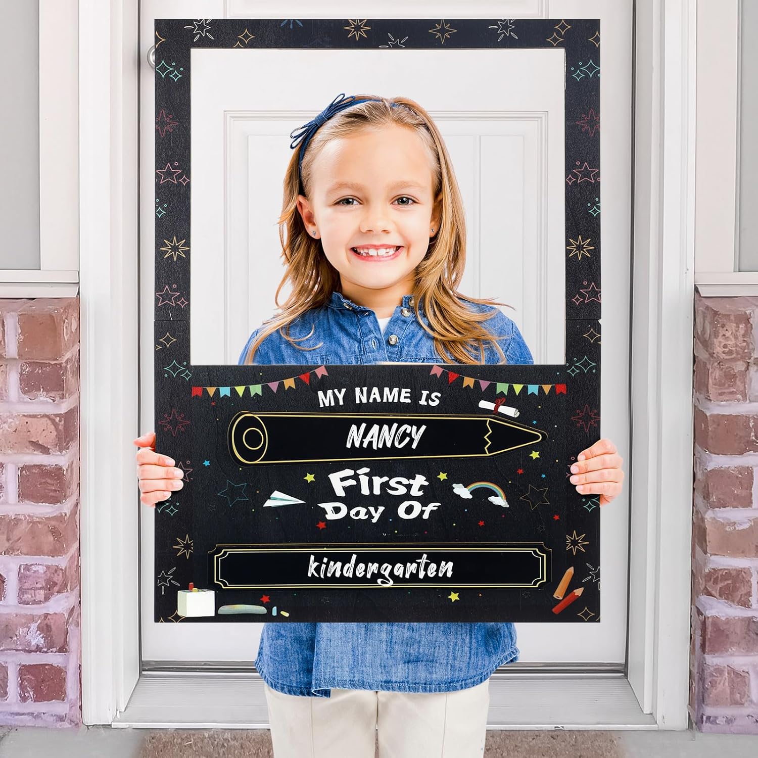 Amazon.com: Aurelema First Day of School Photo Booth Prop Selfie Frame ...