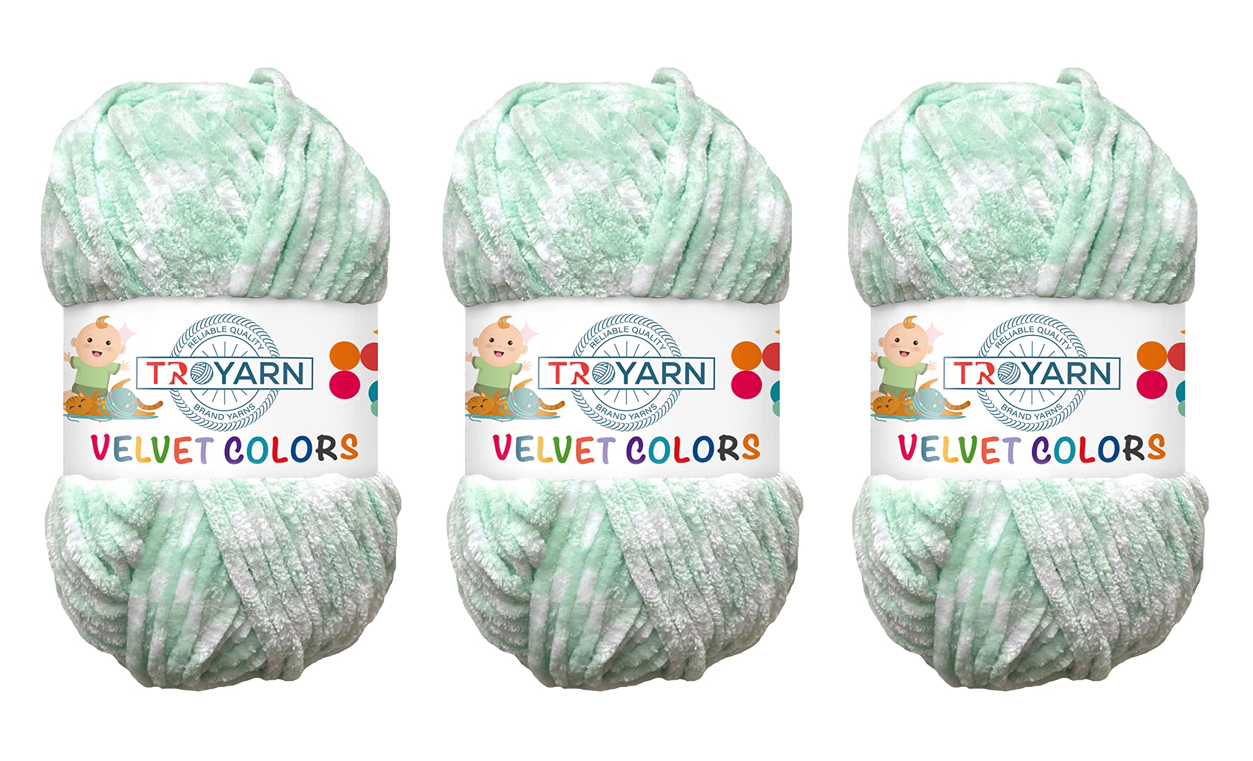 Amazon.com: Troyarn Velvet Colors (3- Skeins Pack) Chenille Blanket ...