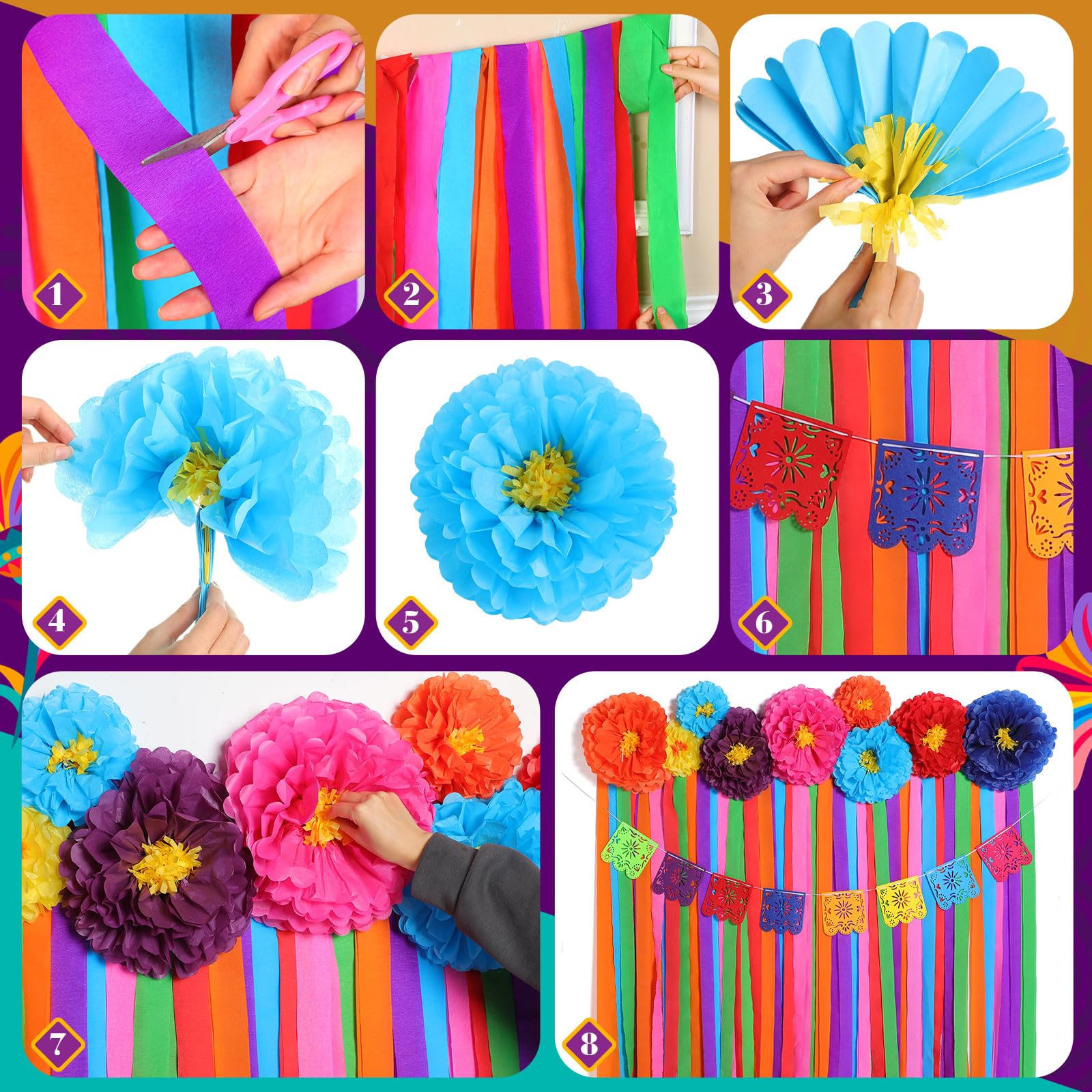 Snapklik.com : TaoBary 16 Pcs Mexican Paper Flowers Mexican Party ...