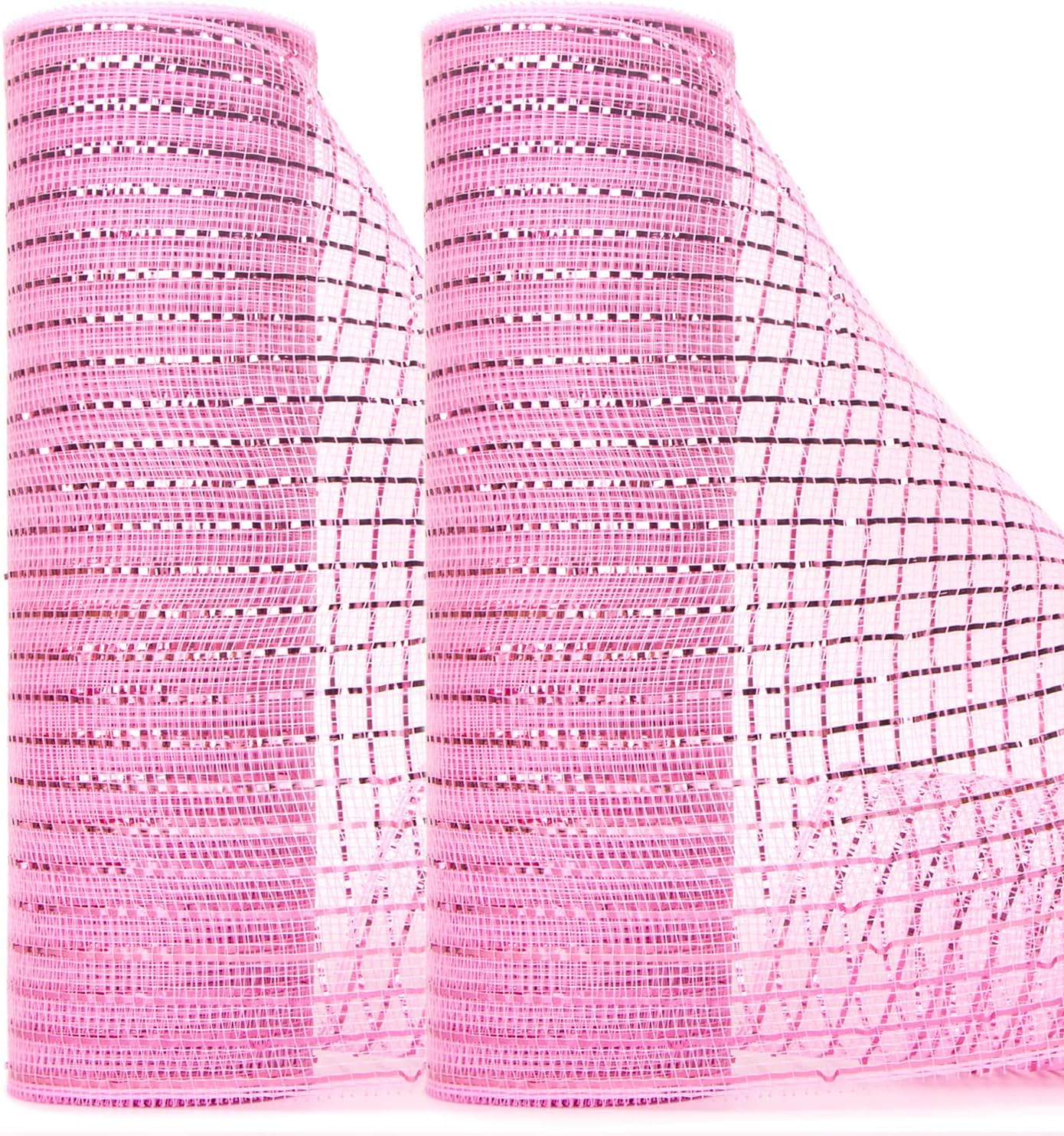 Amazon.com: Ribbli 2 Rolls Light Pink Mesh Ribbon,10 inch x 30 feet ...