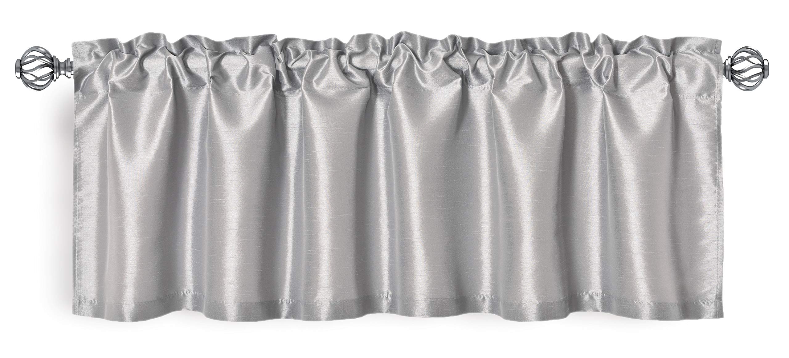 Amazon.com: Aiking Home Solid Faux Silk Window Valance, Silver-Size 56 ...
