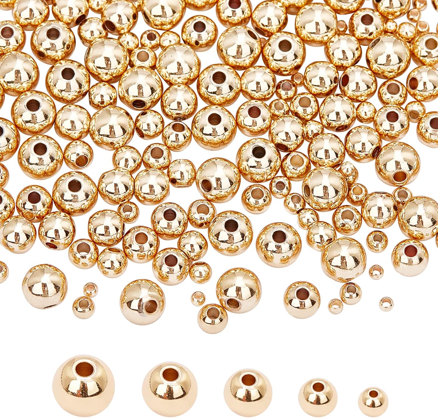 Amazon.com: PH PandaHall 14K Gold Spacer Beads, 300pcs Round Brass ...