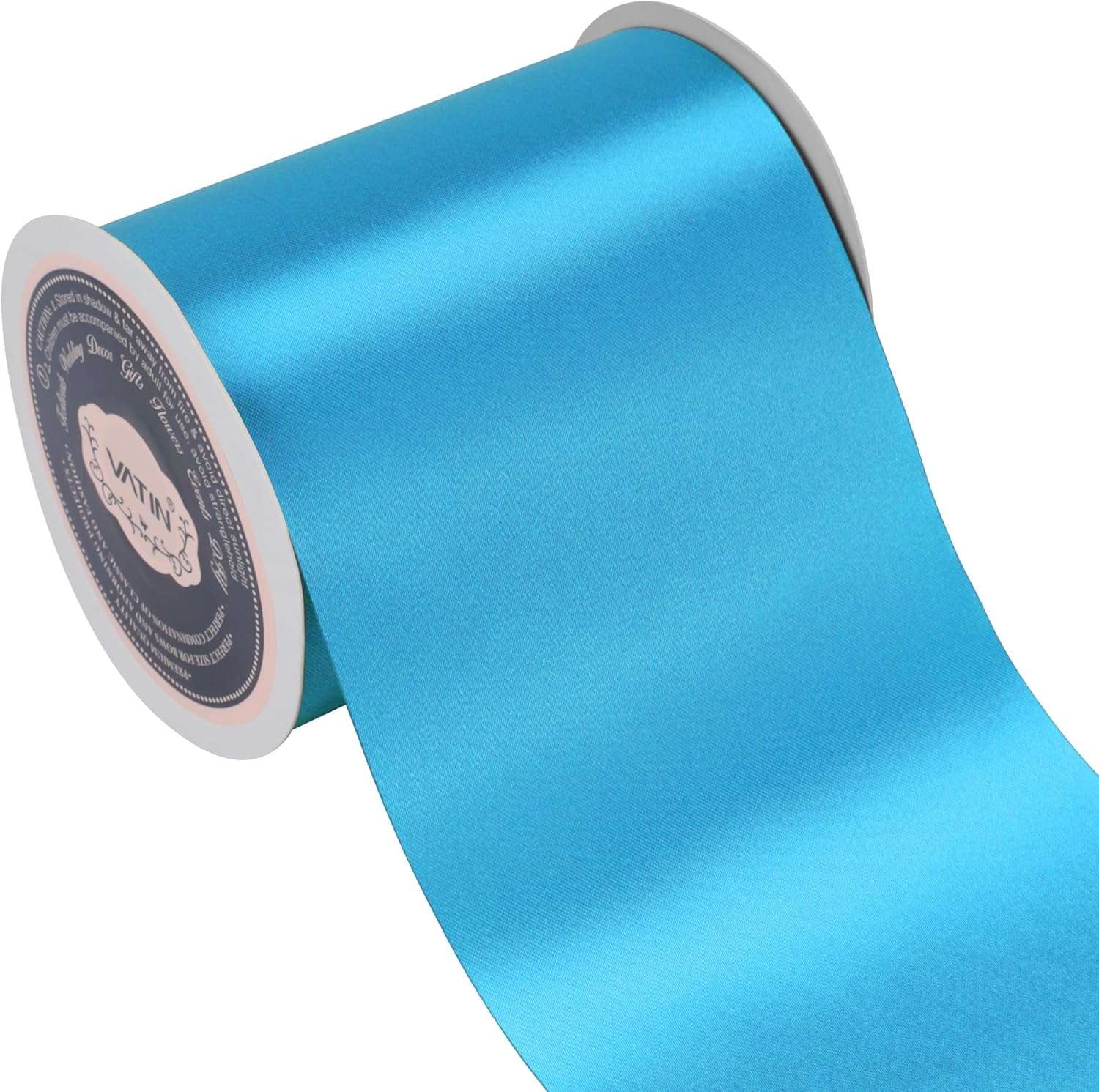 VATIN 4 Inch X 22Yards Wide Baby Blue Satin Solid Ribbon Large Ribbon ...