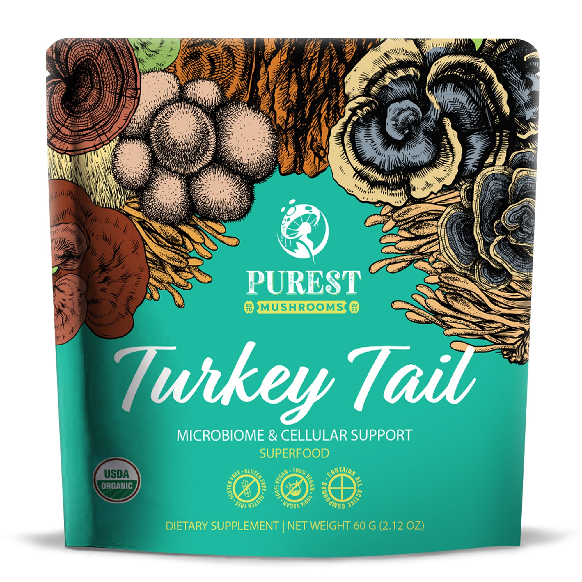 Amazon.com: Purest Mushrooms Turkey Tail Powder - Organic Mushroom ...