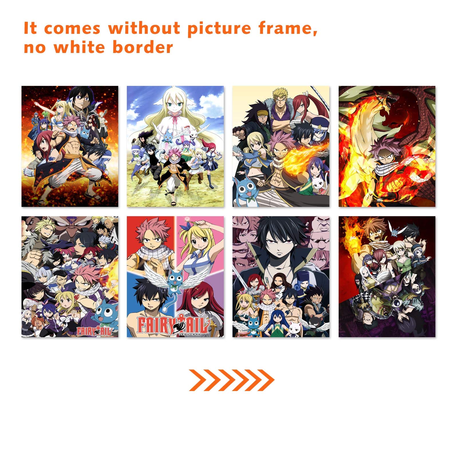 Fairy Tail Poster Natsu Erza Gajeel Laxus Happy and Lucy Posters Set of ...