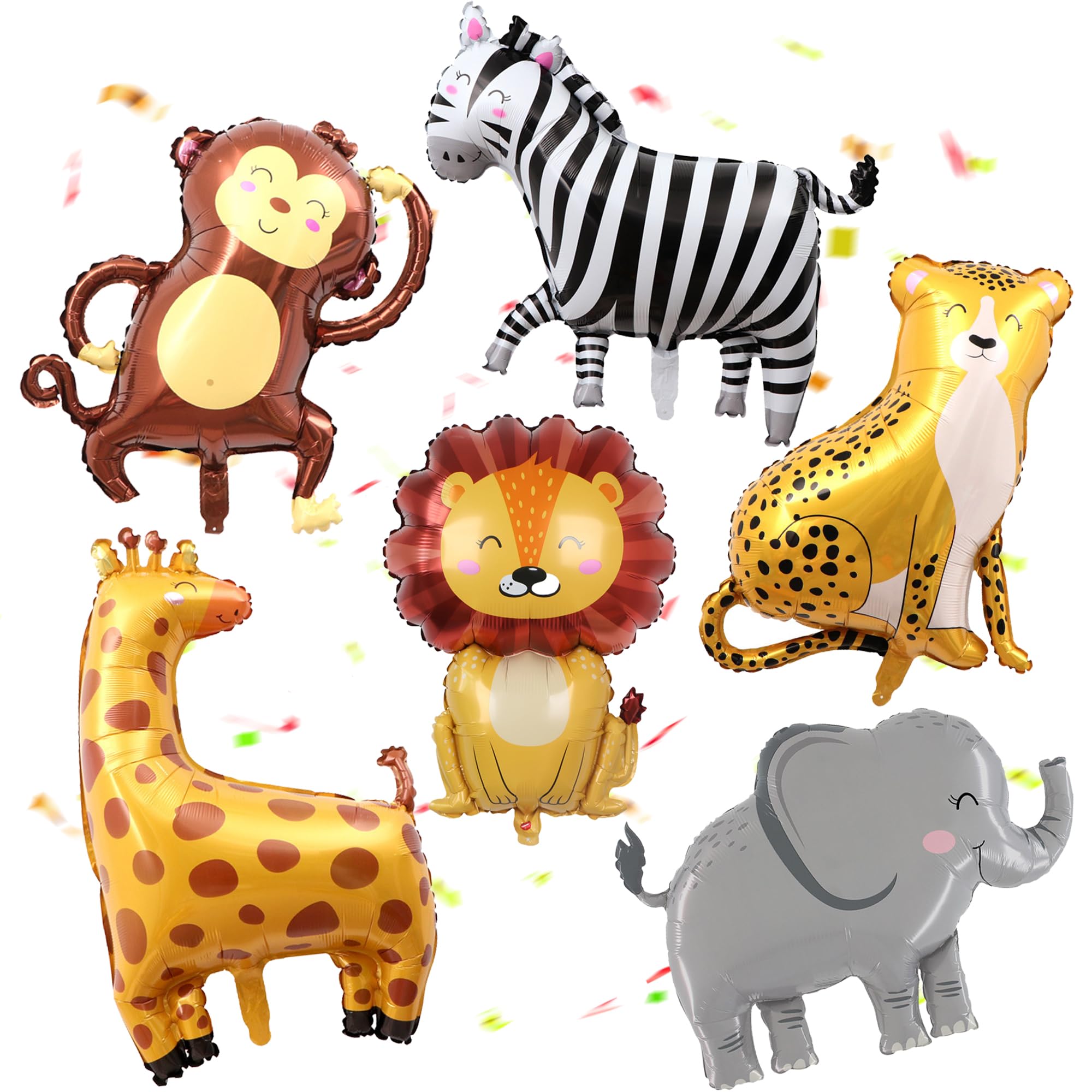 Jungle Safari Animals Foil Balloons - 6 Pieces Jungle Animals ...