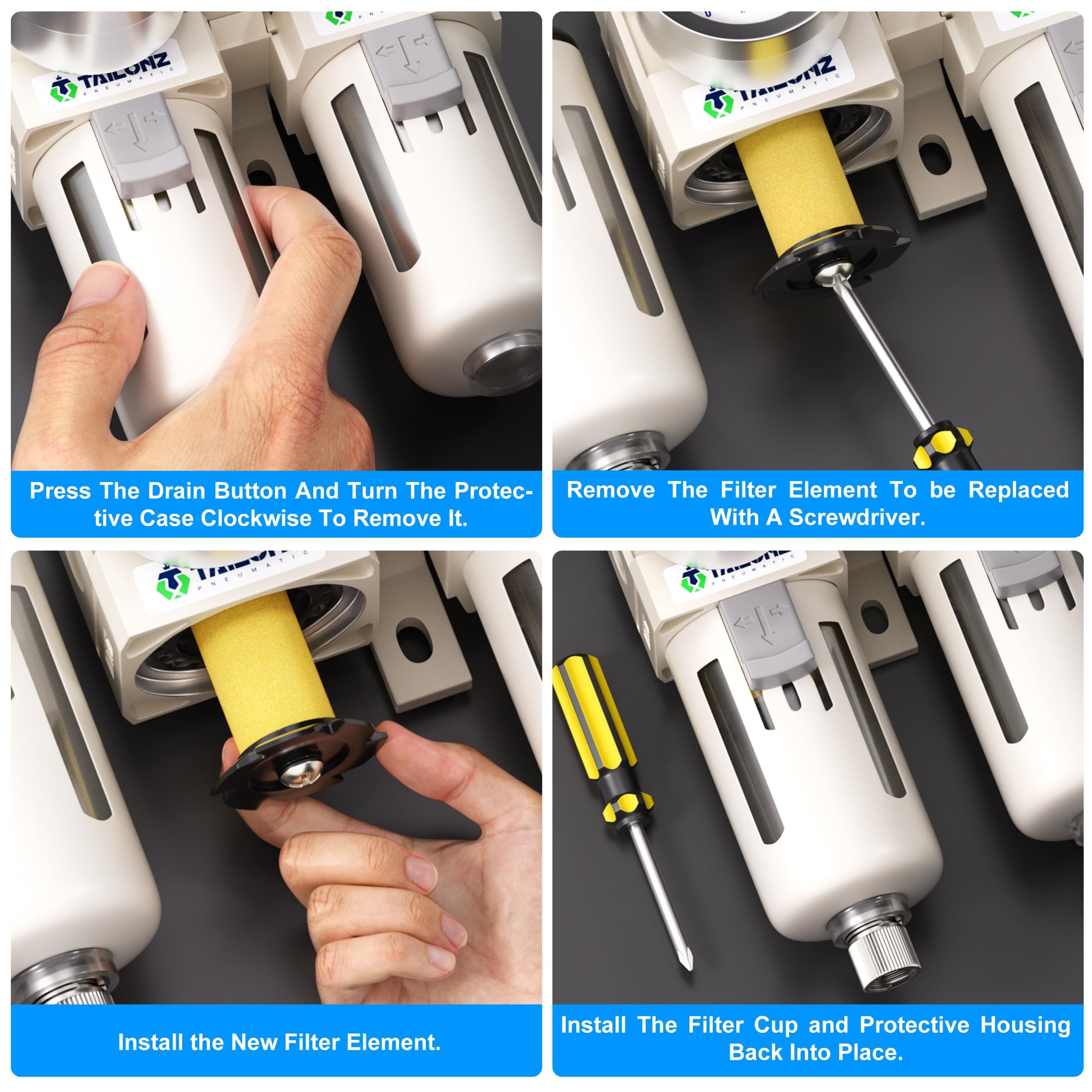 Snapklik.com : TAILONZ PNEUMATIC 3/8 Inch NPT Air Filter Pressure ...