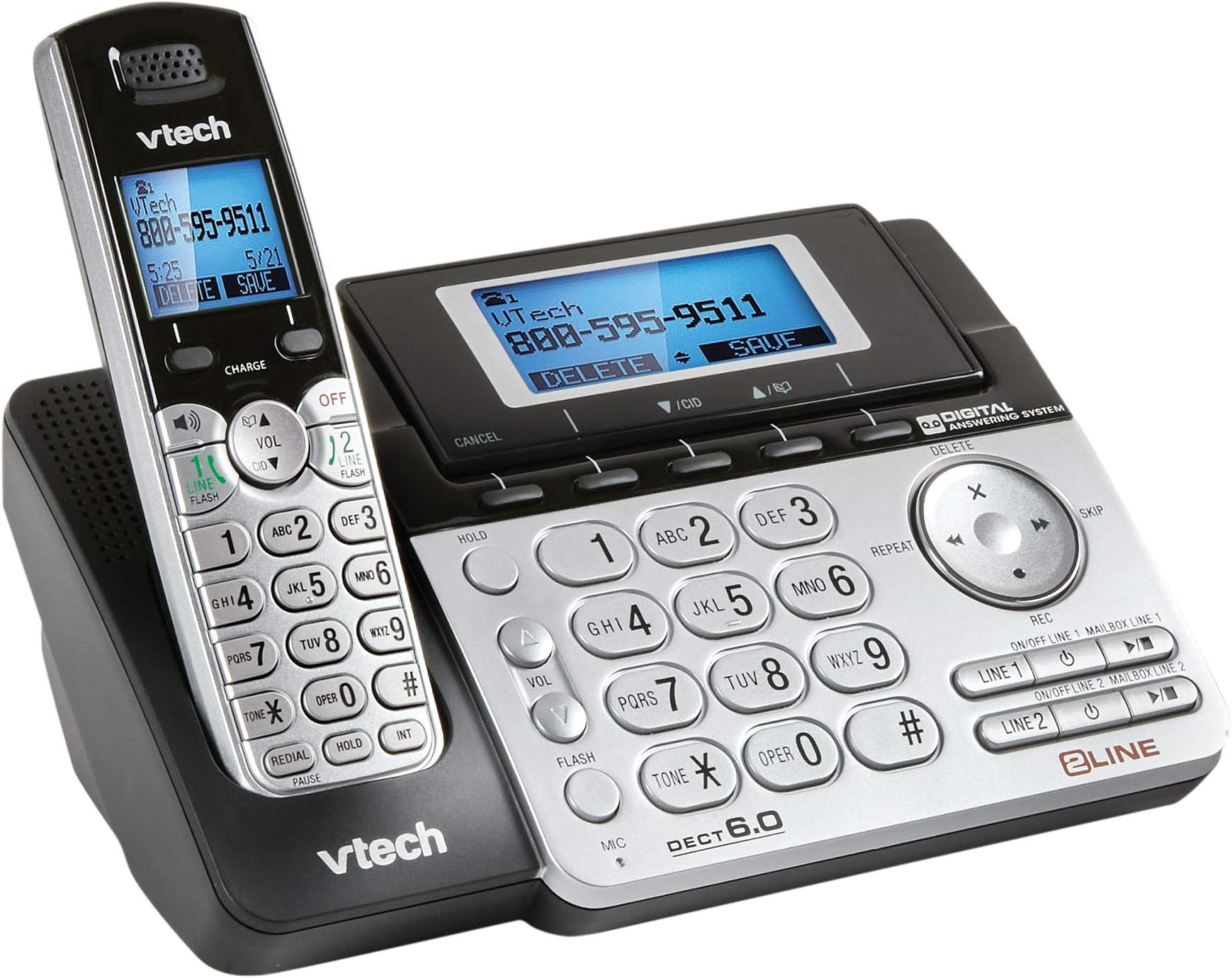 Amazon.com: Vtech Two-Line Expandable Cordless Phone with Answering ...