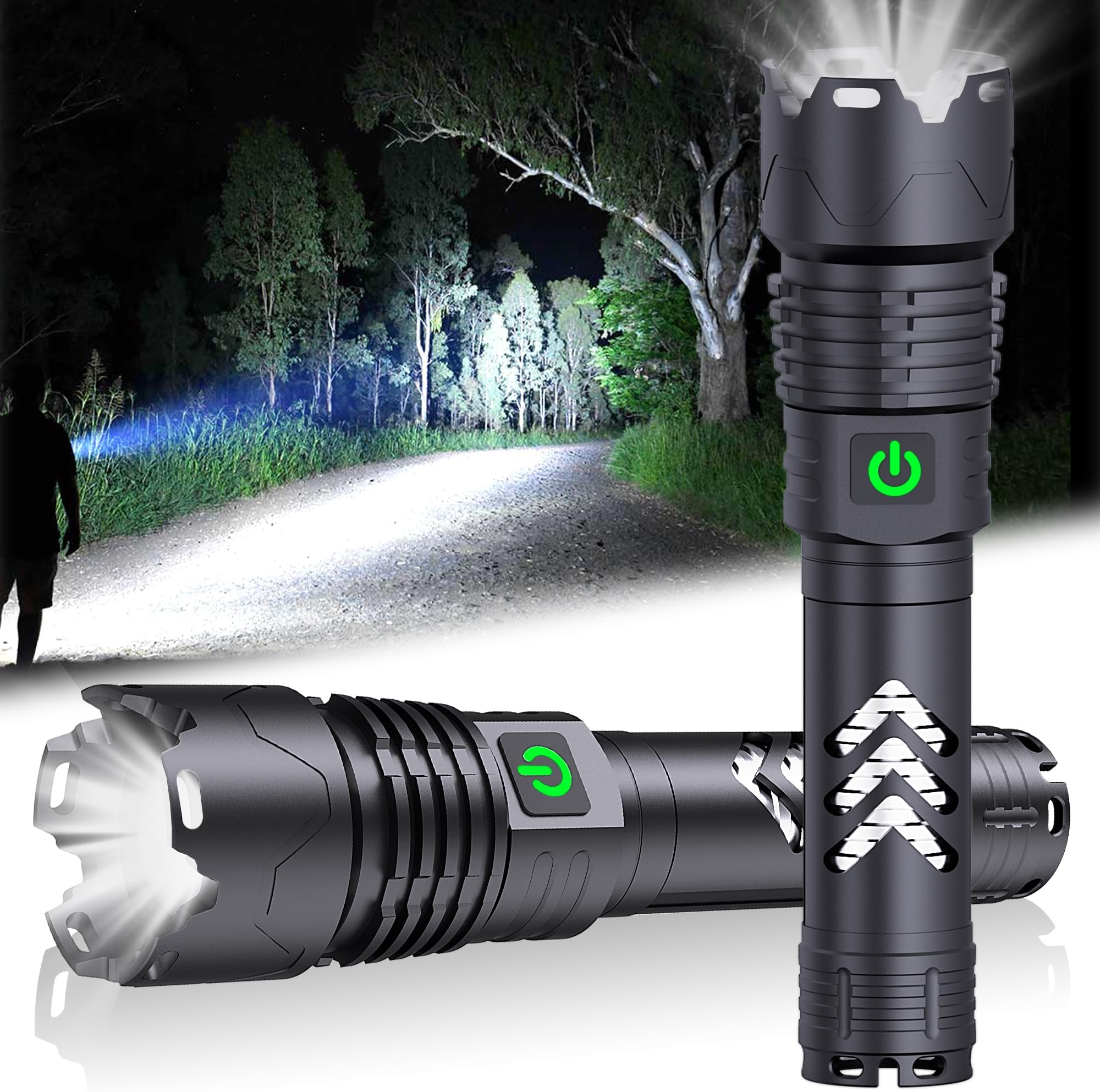 Tactical Flashlights High Lumens Rechargeable,2Pcs High Power ...