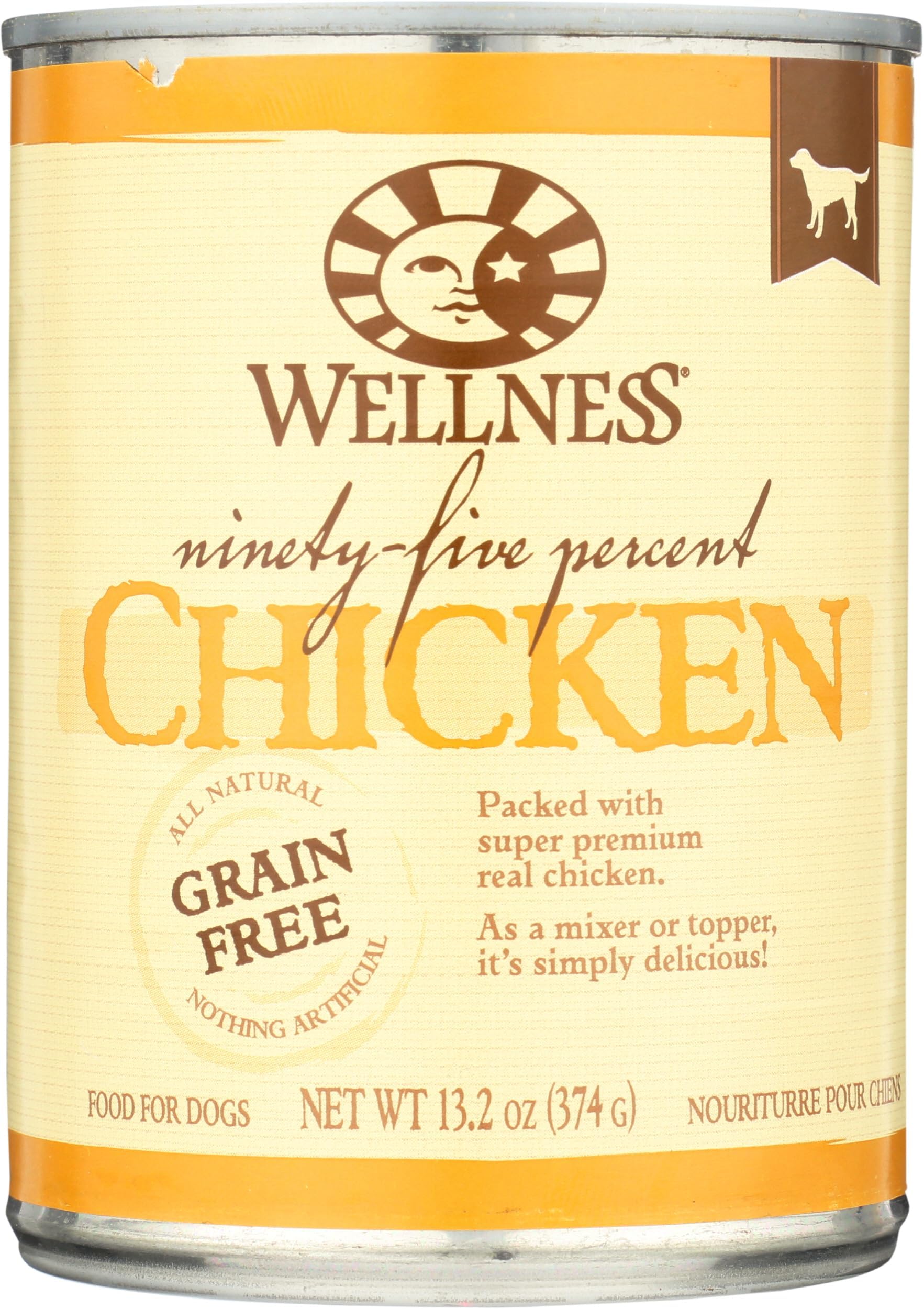 Wellness 95% Chicken Dog Food, 13.2 OZ: Canned Wet Pet Food: Pet ...