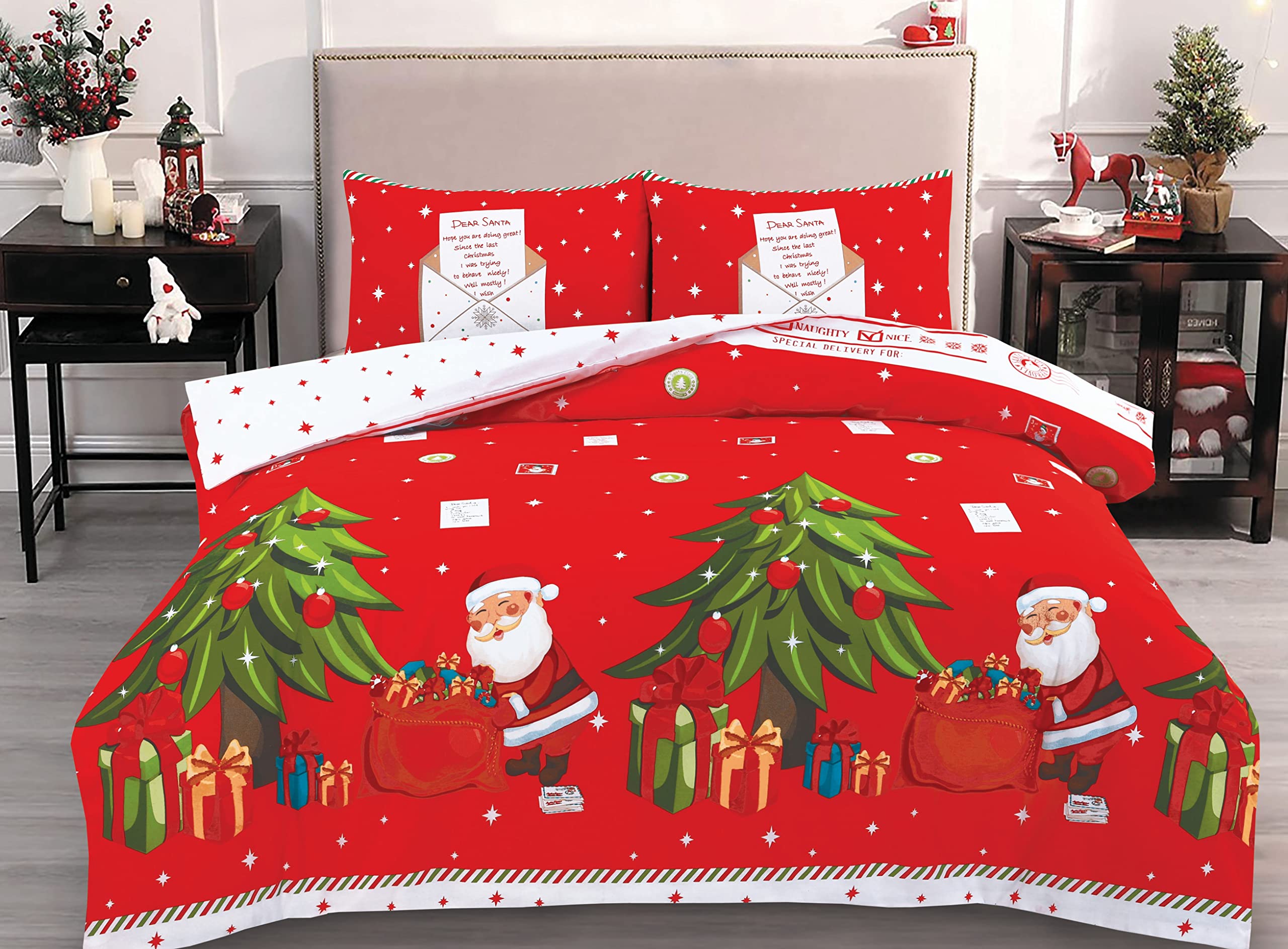 Charlotte Andersen Dear Santa Christmas Double Xmas Red Festive Duvet ...