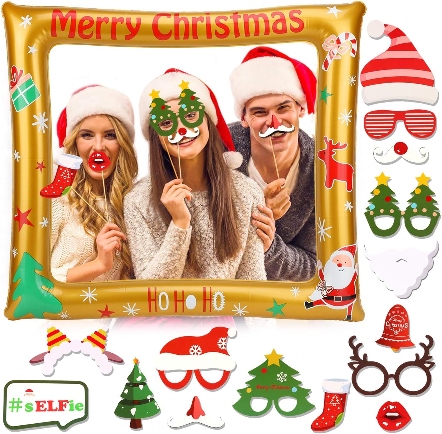 Amazon.com: Amosfun Christmas Inflatable Selfie Frame Picture Selfie ...