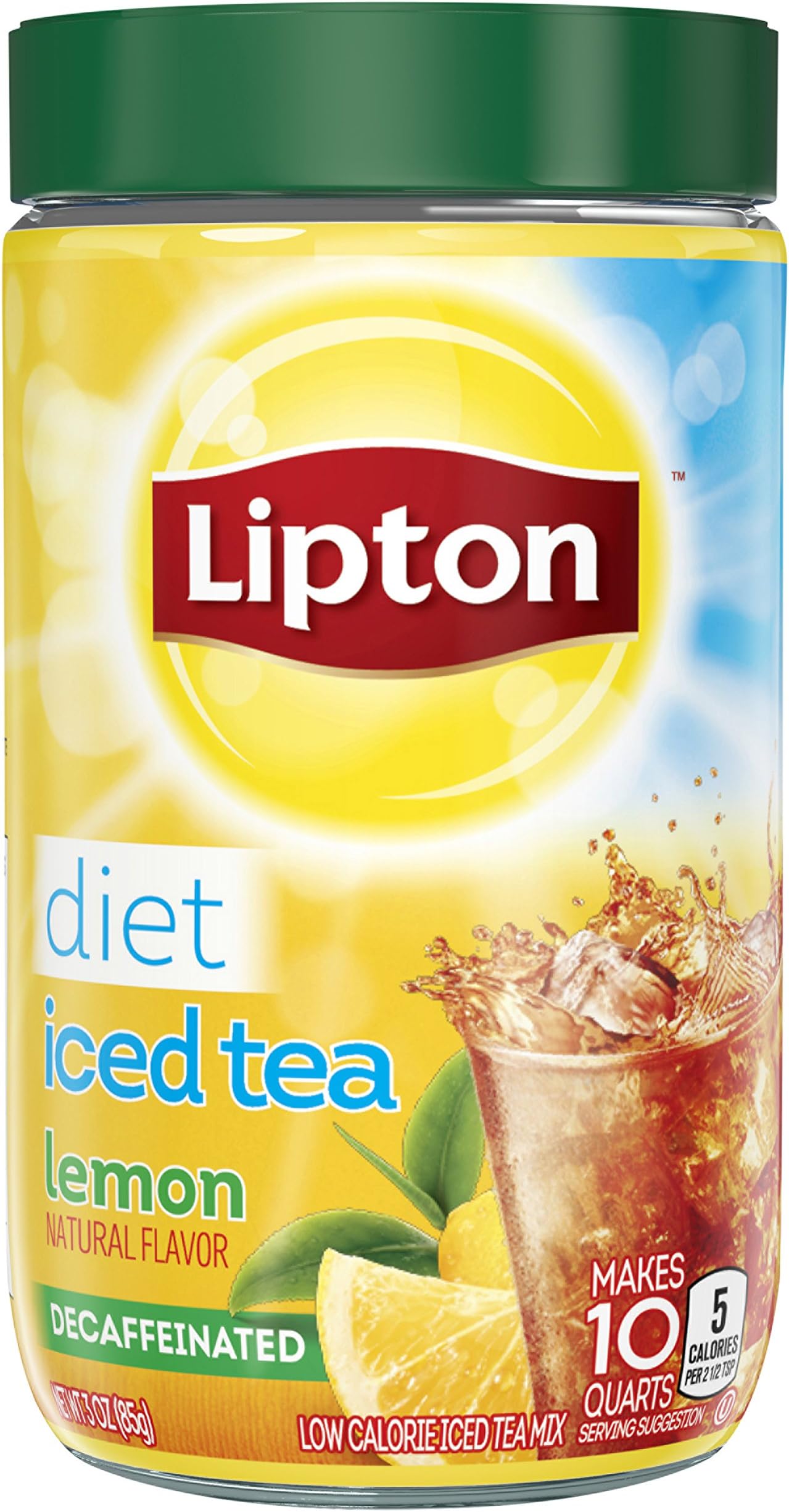 Amazon.com : Lipton Black Iced Tea Mix, Diet Decaffeinated Lemon, 10 qt ...