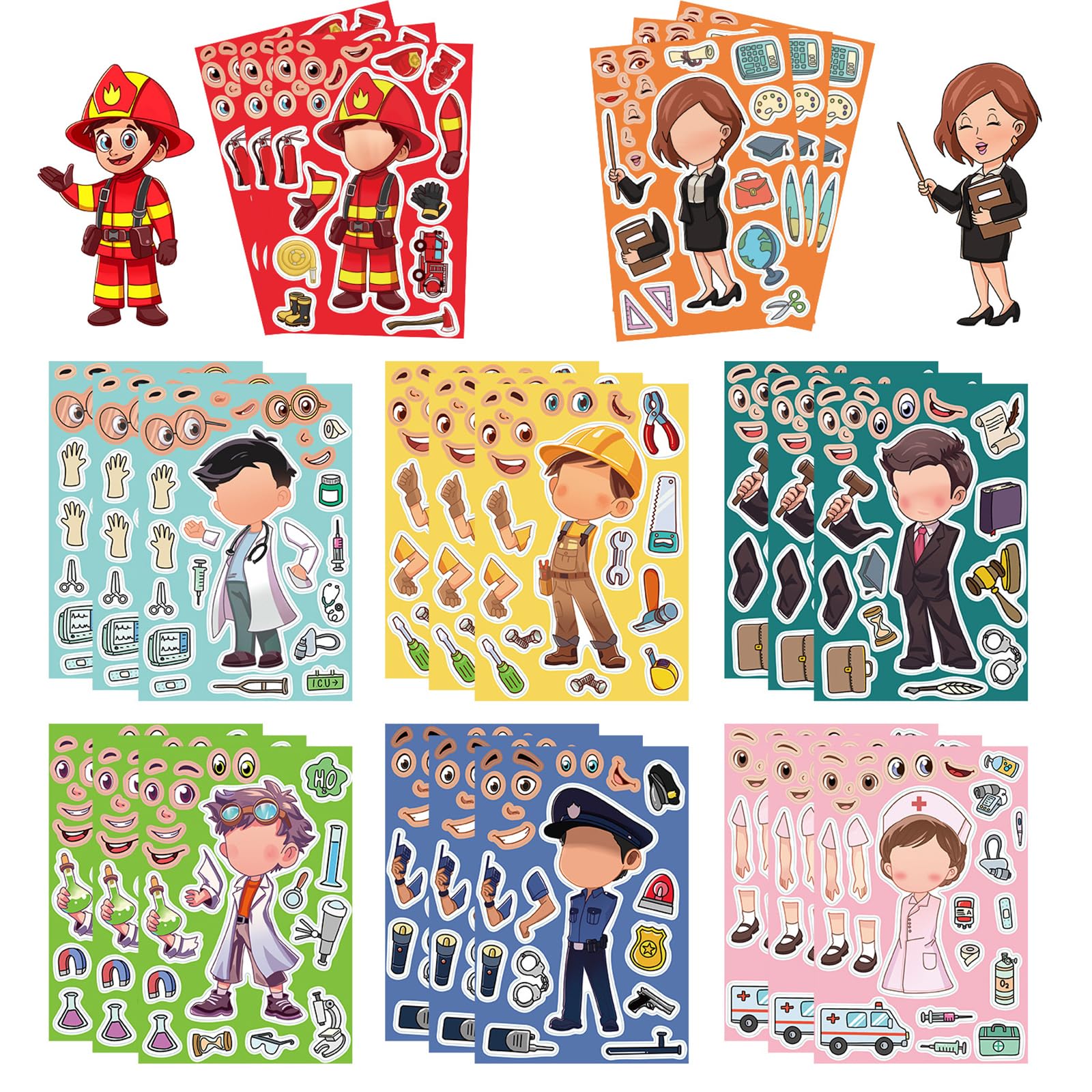 Amazon.com: 24 Sheets Occupation Post Stickers for Kids, Make Your Own ...