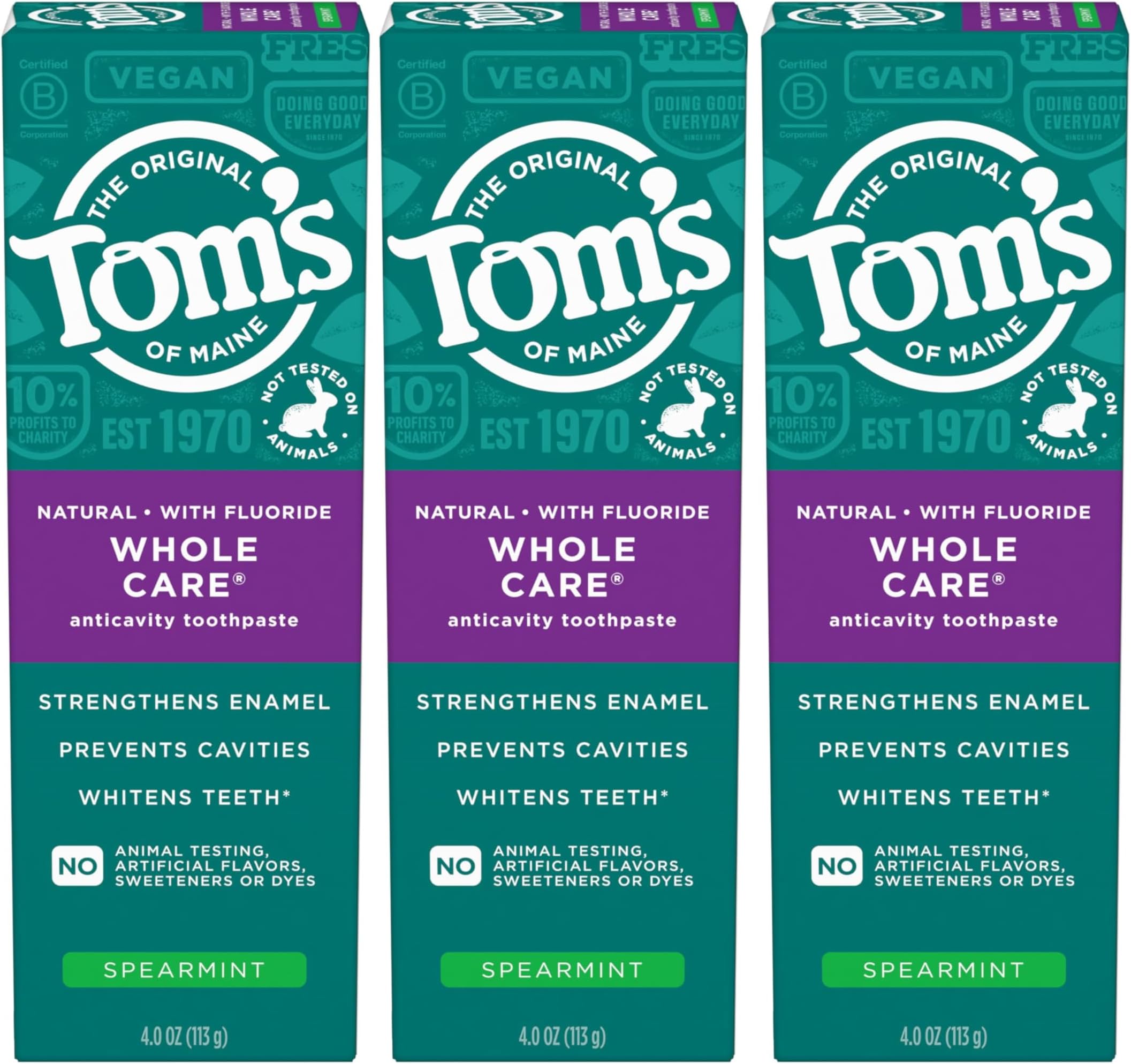 Amazon.com : Tom's of Maine Whole Care Natural Toothpaste with Fluoride ...