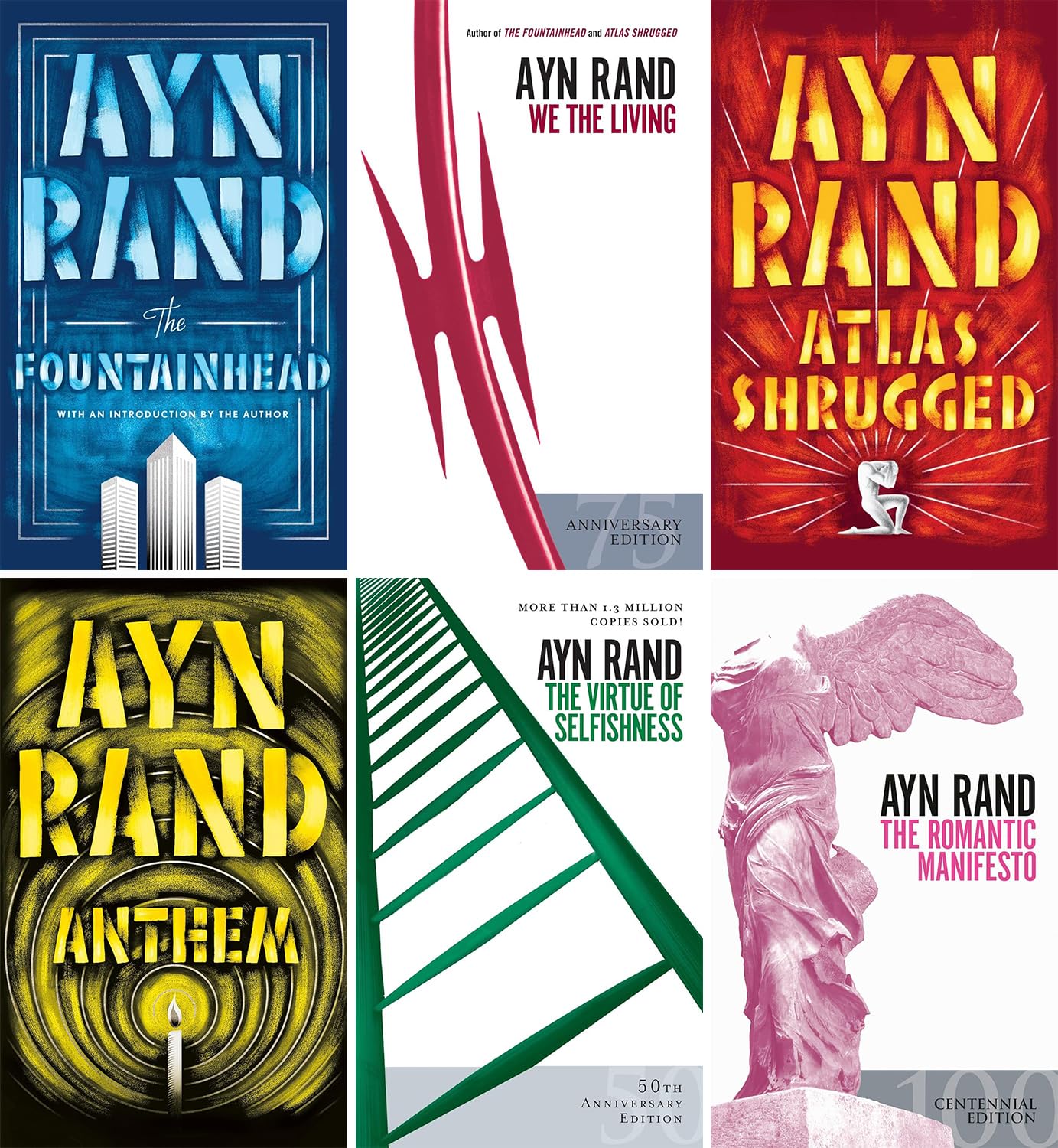Ayn Rand Novel Collection Series, Set of 6 Book. the Fountainhead, We ...
