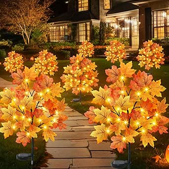 Amazon.com : Ruidazon 8 Pack Solar Fall Lights Outdoor Fall Maple Solar ...