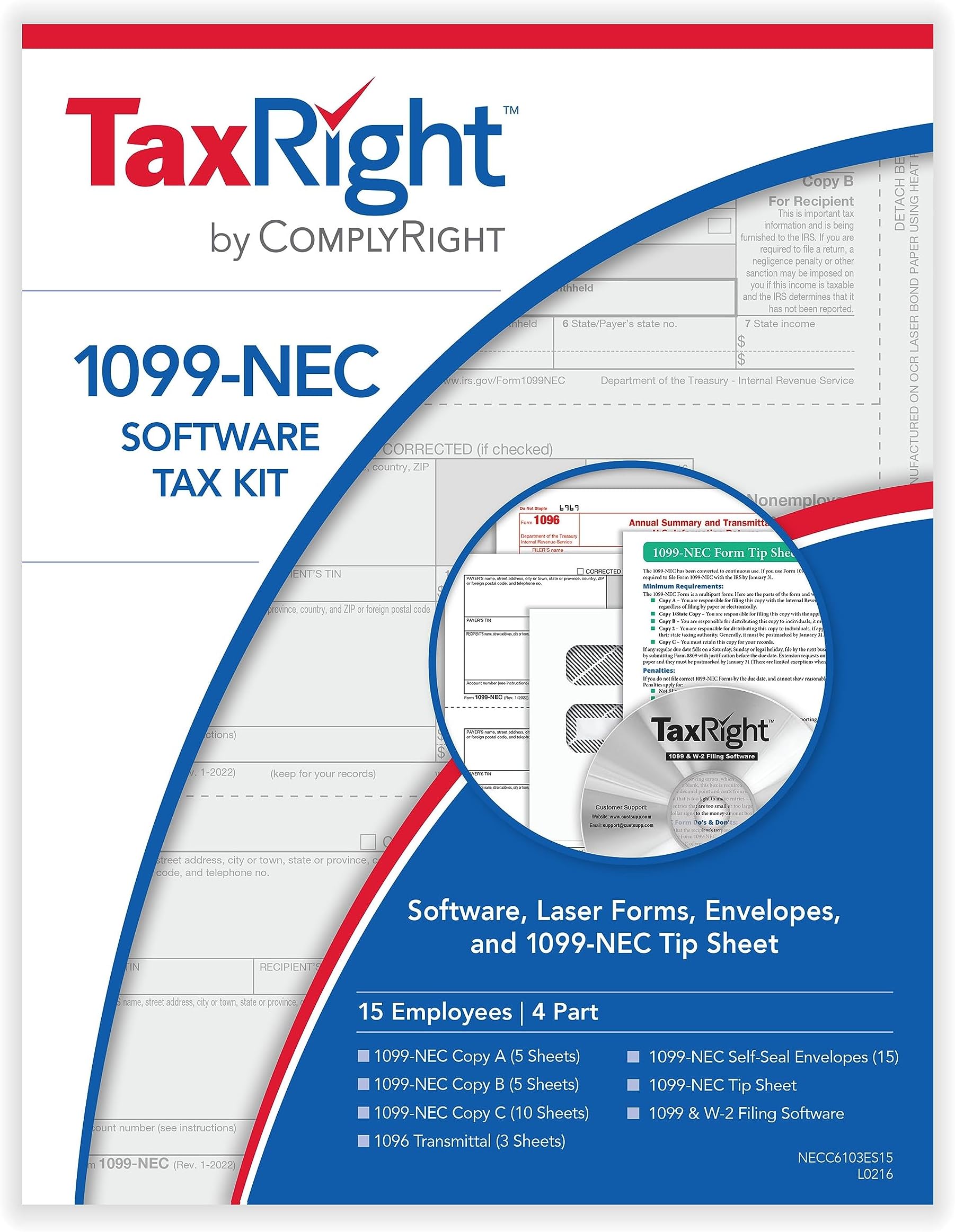 Amazon.com : ComplyRight 2024 TaxRight 1099-NEC Tax Kit (4-Part) | 15 ...