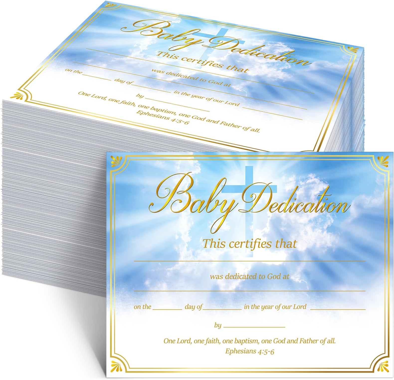 Amazon.com : 25 Baby Dedication Certificate, Modern Gold Christening ...