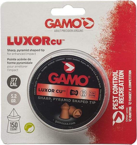 Gamo 632282054 Luxor Cu - Sharp Pyramid Shaped Hunting Pellet .177 Cal ...