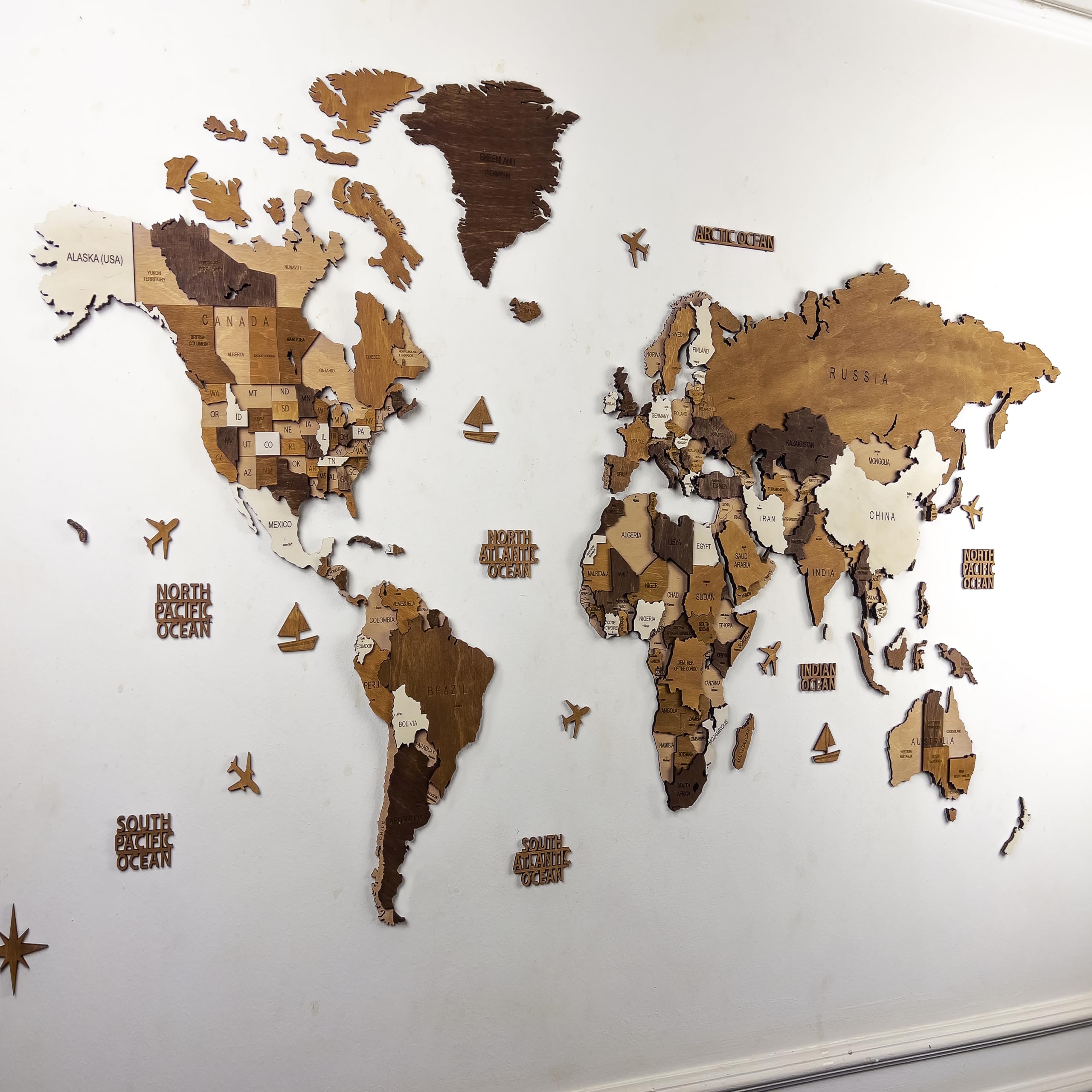 Wooden World Map Wood Map Wall Art Decor Map World | Desertcart KSA