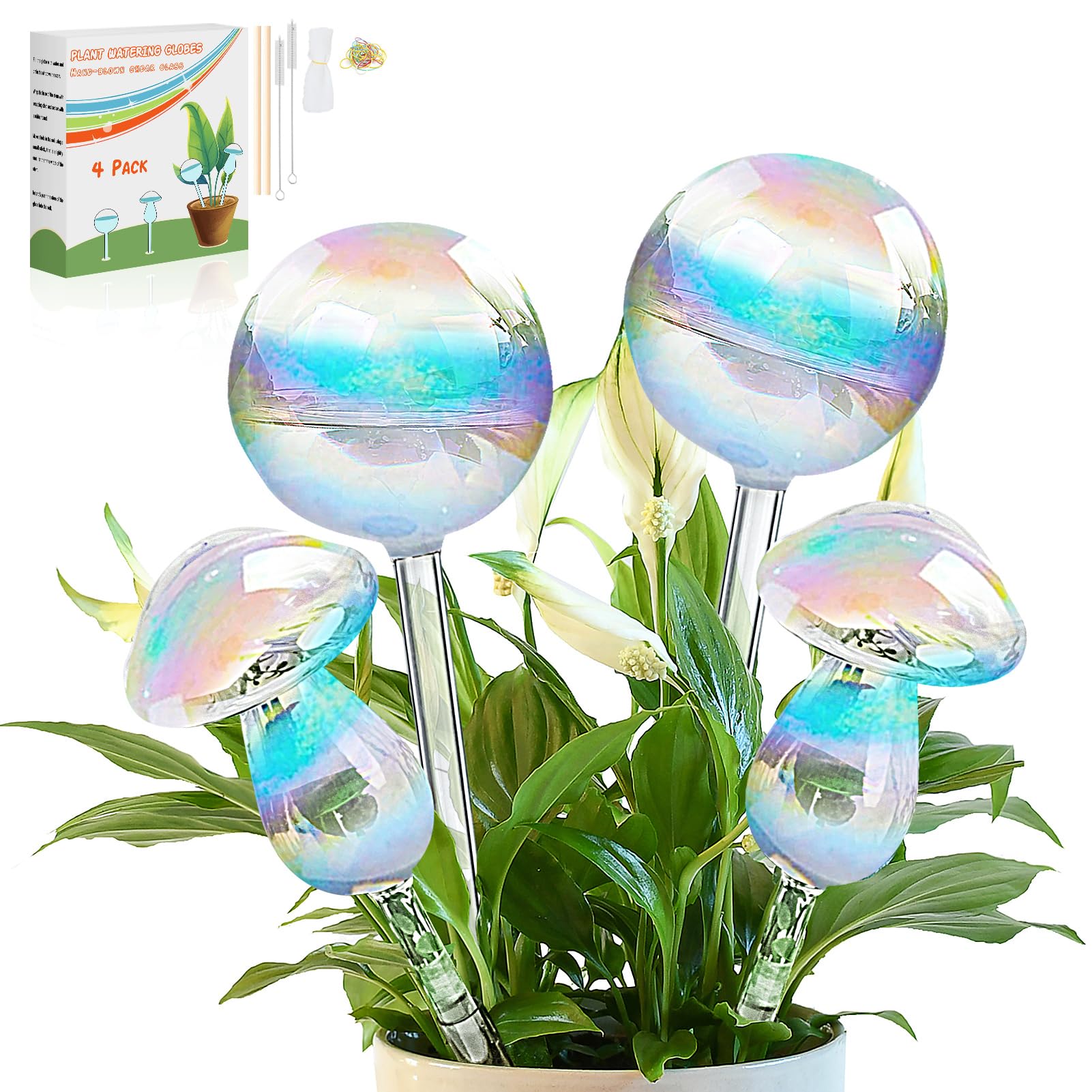 Amazon.com: 4 Pcs Plant Watering Globes, 9 Inch Glass Iridescent Self ...