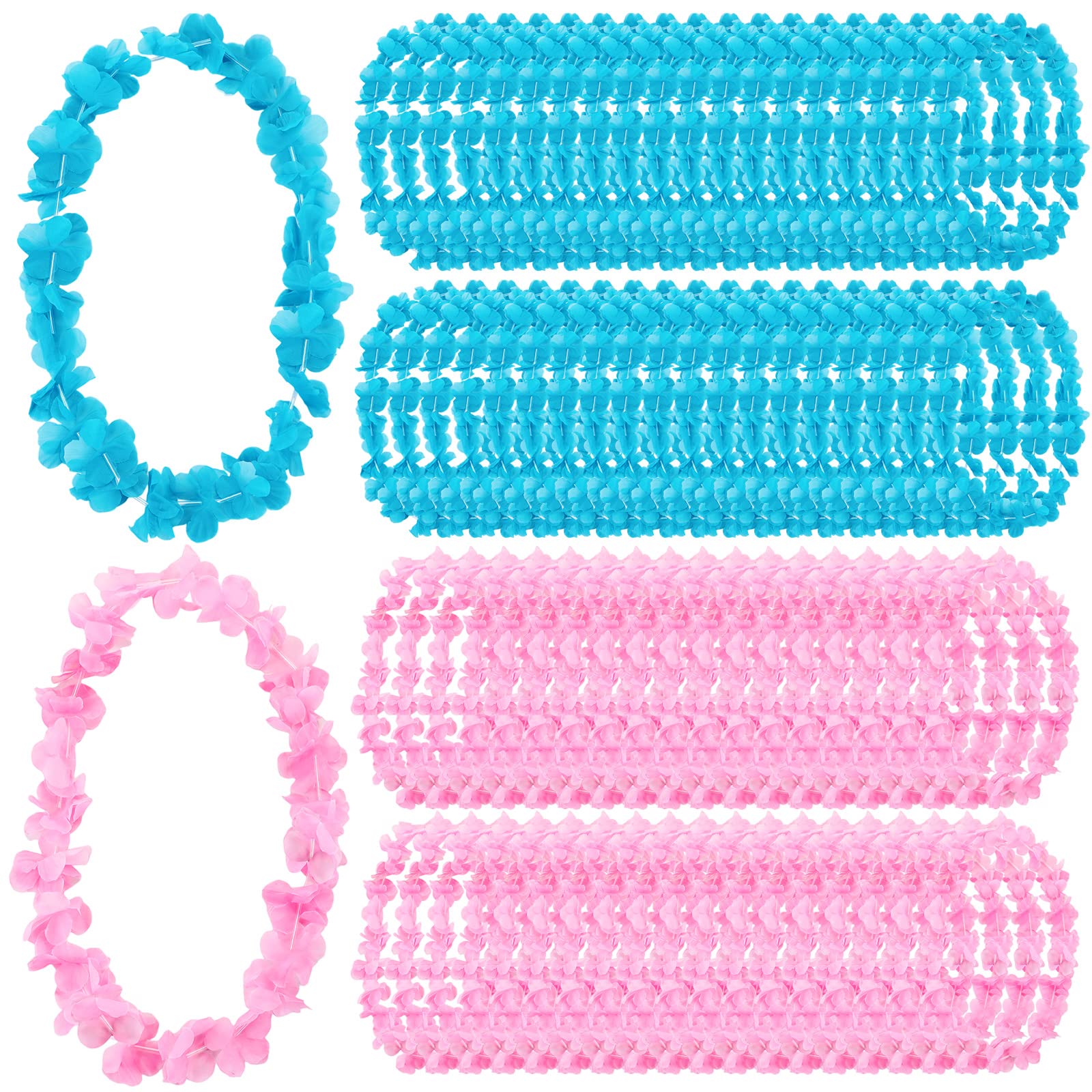 Amazon.com: Tigeen 72 Pcs Mardi Gras Leis Bulk Tropical Hawaiian Flower ...