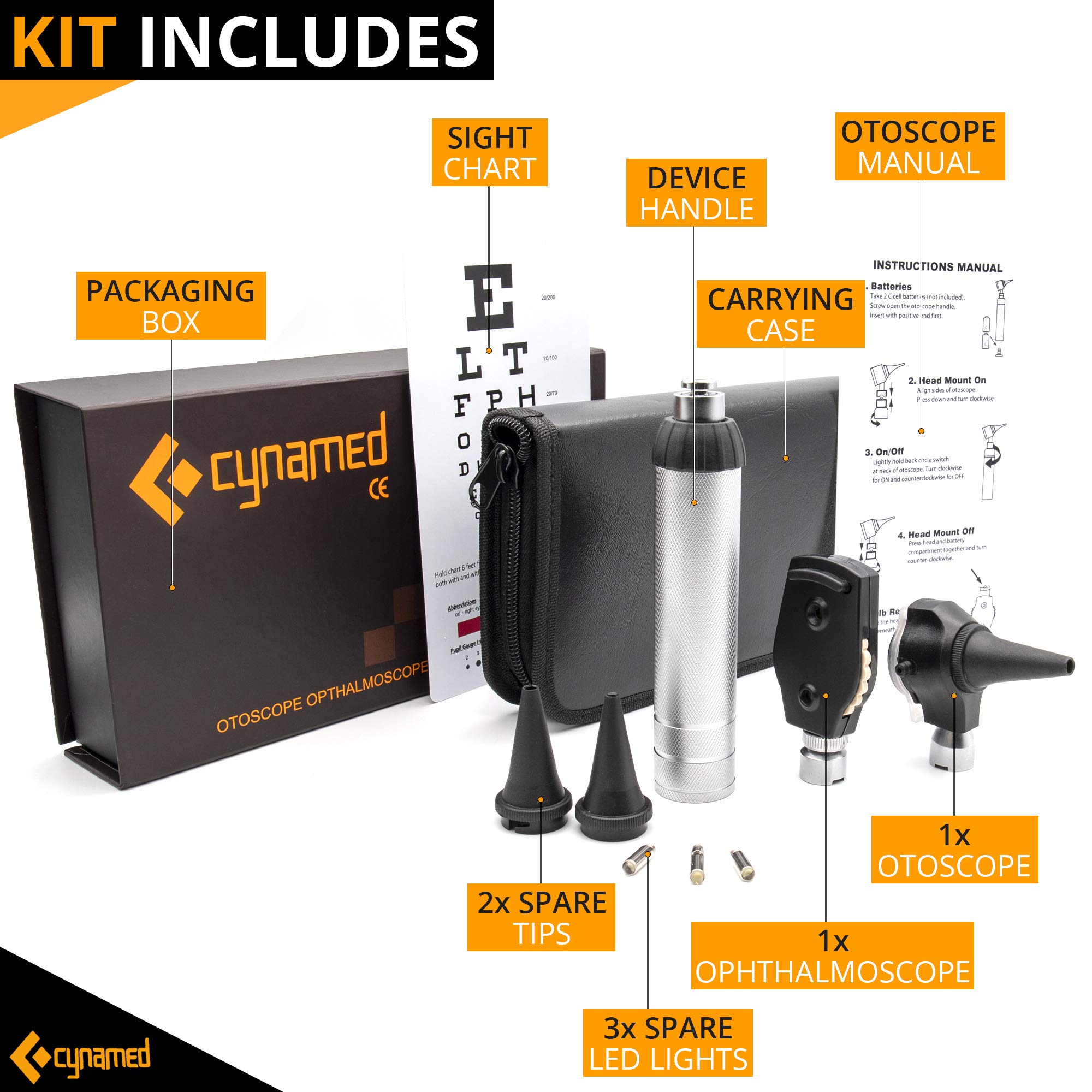 Buy Cynamed 2-in-1 Ear Scope Set - Multi-Function Otoscope for Ear ...