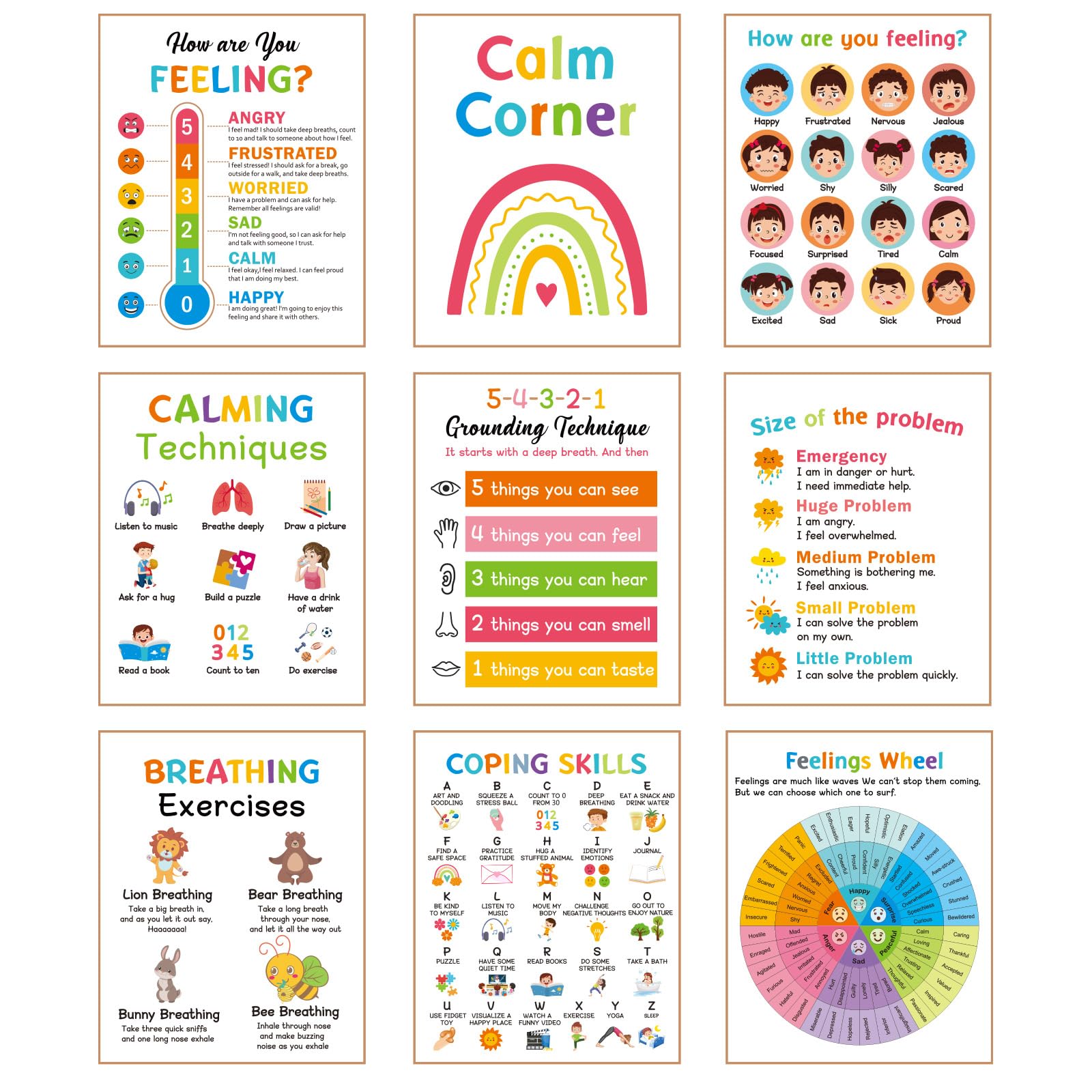 9 Calming Corner Posters Feelings Chart For Kids Calm Down | Desertcart GB