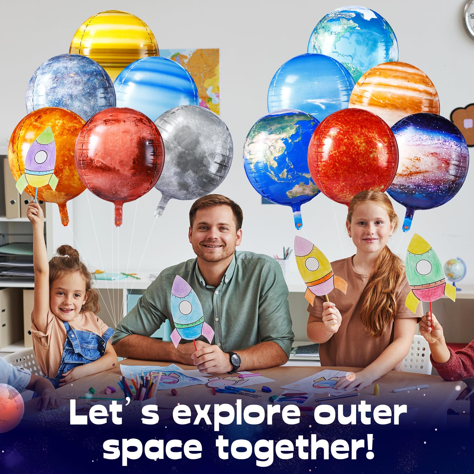 Snapklik.com : 12 Pcs Space Balloons 22 Inch Large 4D Galaxy Planet ...