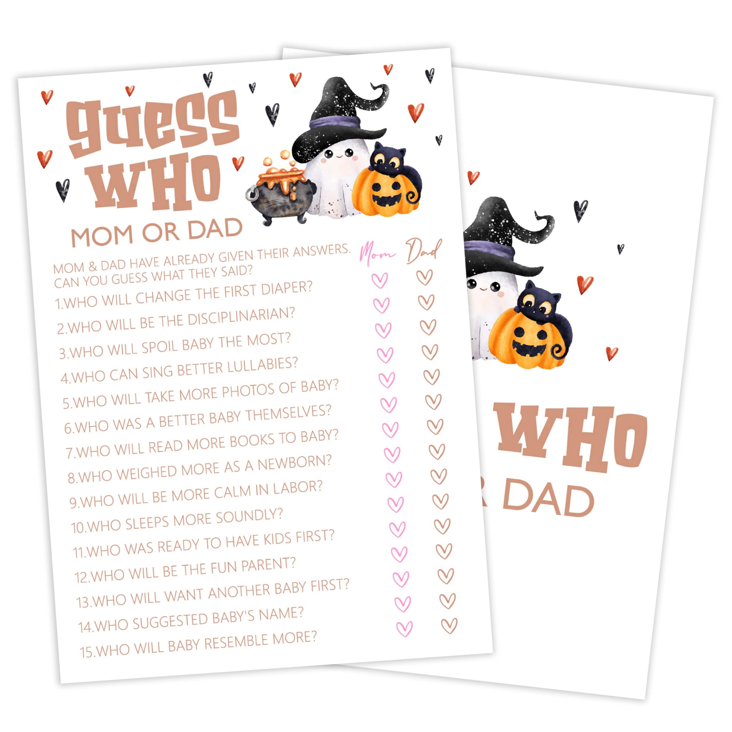Amazon.com: Beshoul Baby Shower Games, Halloween Guess Who Mom or Dad ...