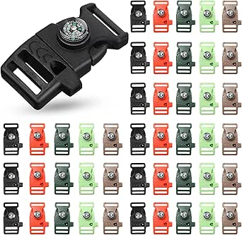 Jexine 50 Pcs Compass Buckle Clips Plastic Paracord Buckles Bracelets ...