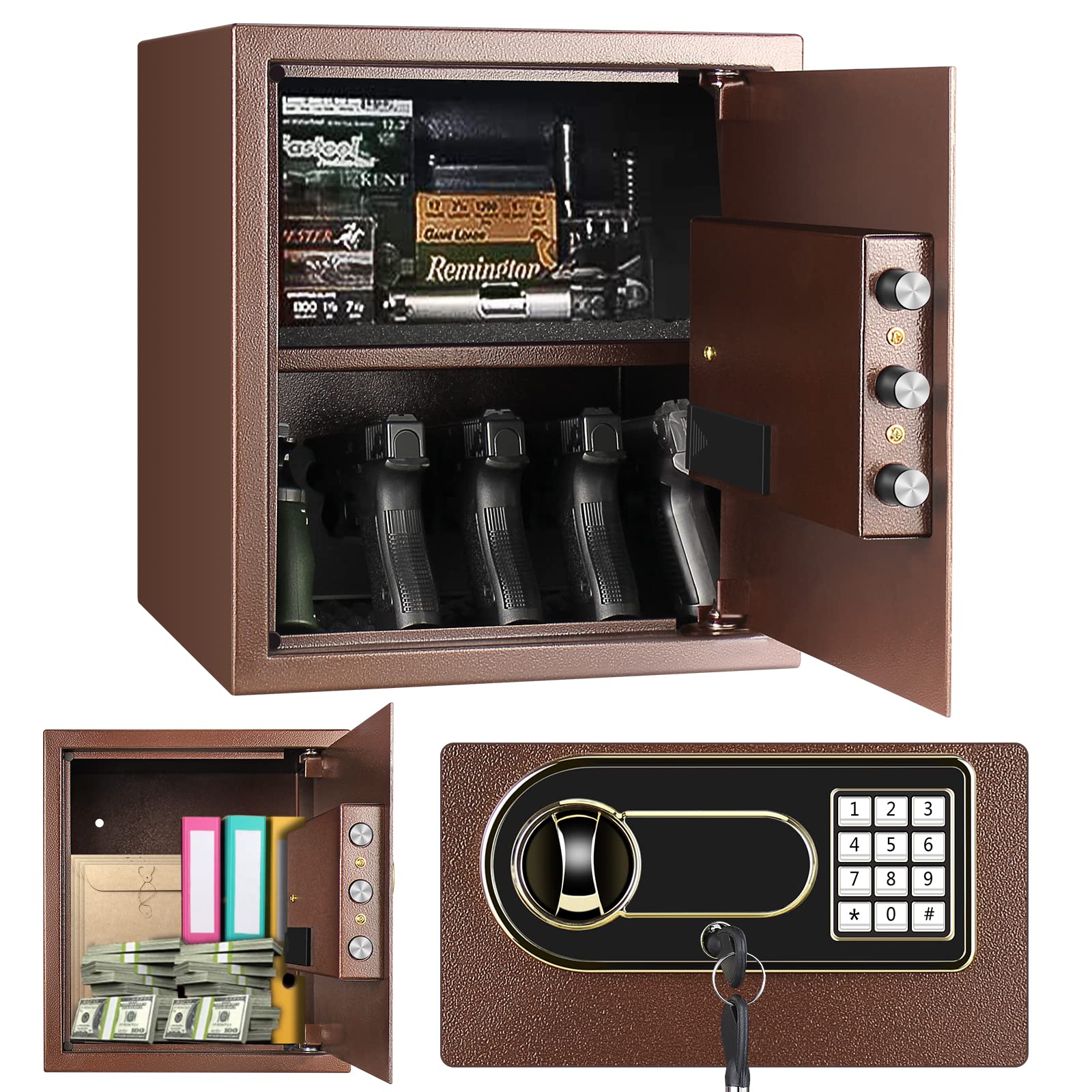 Security Cabinet Safe, Steel Lock Box hand Gun Safe with Digital Keypad ...