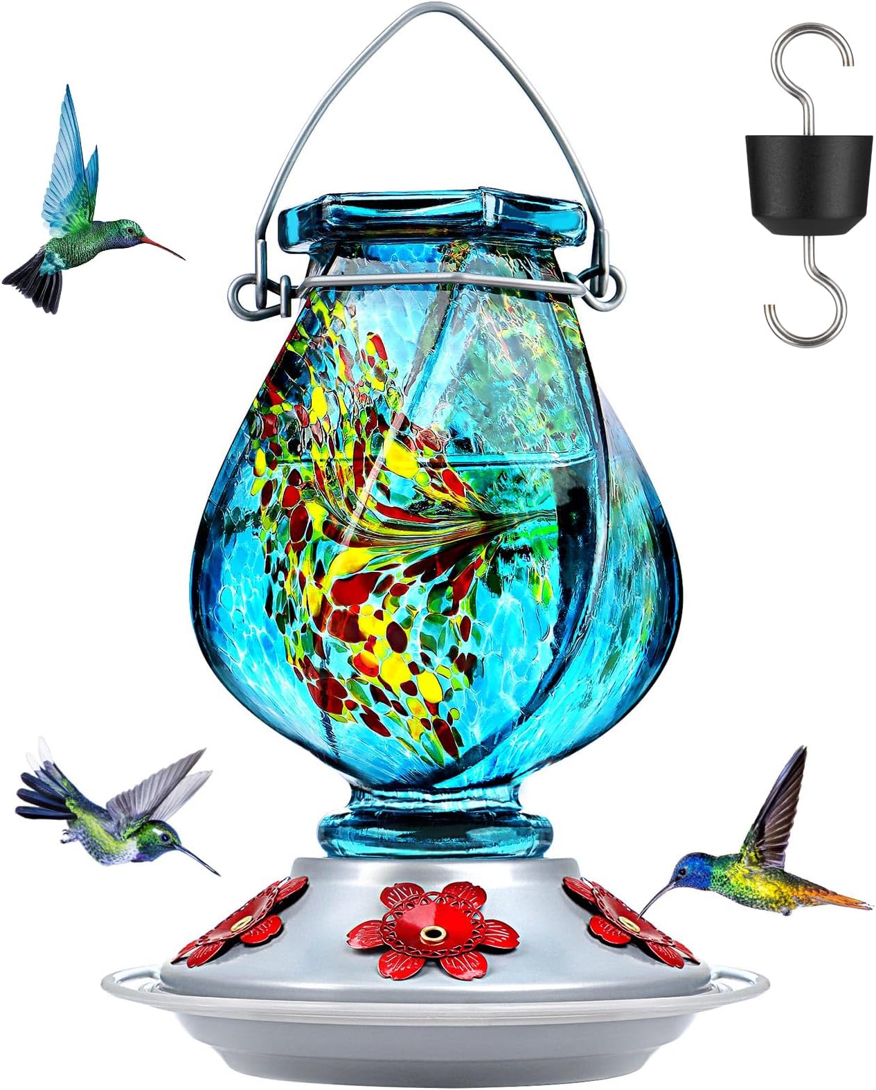 BOLITE Comedero Colibrí, 18058R Comedero Colibrí de Vidrio Soplado para ...