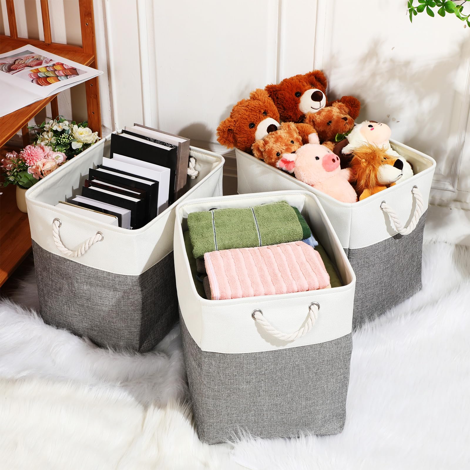 Organizer Fabric Buckets Amazon.com: OrganiHaus Small Fabric Storage