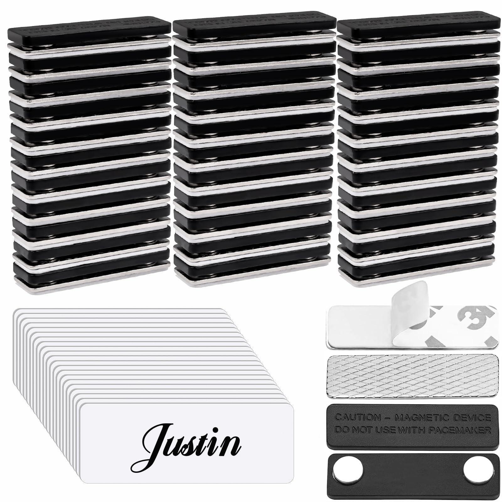 50 Pieces Magnetic Name Tags Blank DIY Name Tag Badge Holders with ...