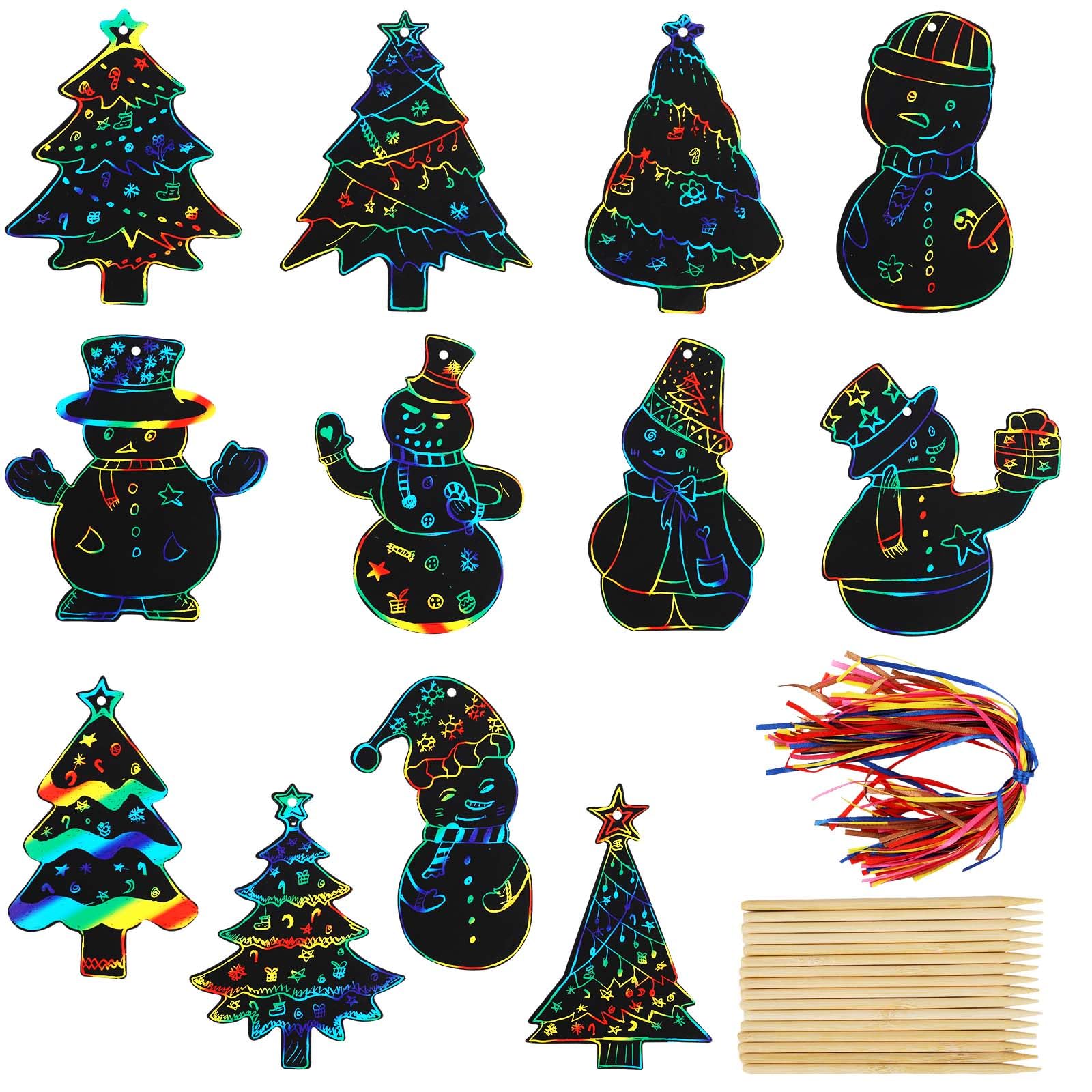 DIY Scratch Ornaments BeYumi 72Pcs Polar Animals Scratch Paper Art For ...