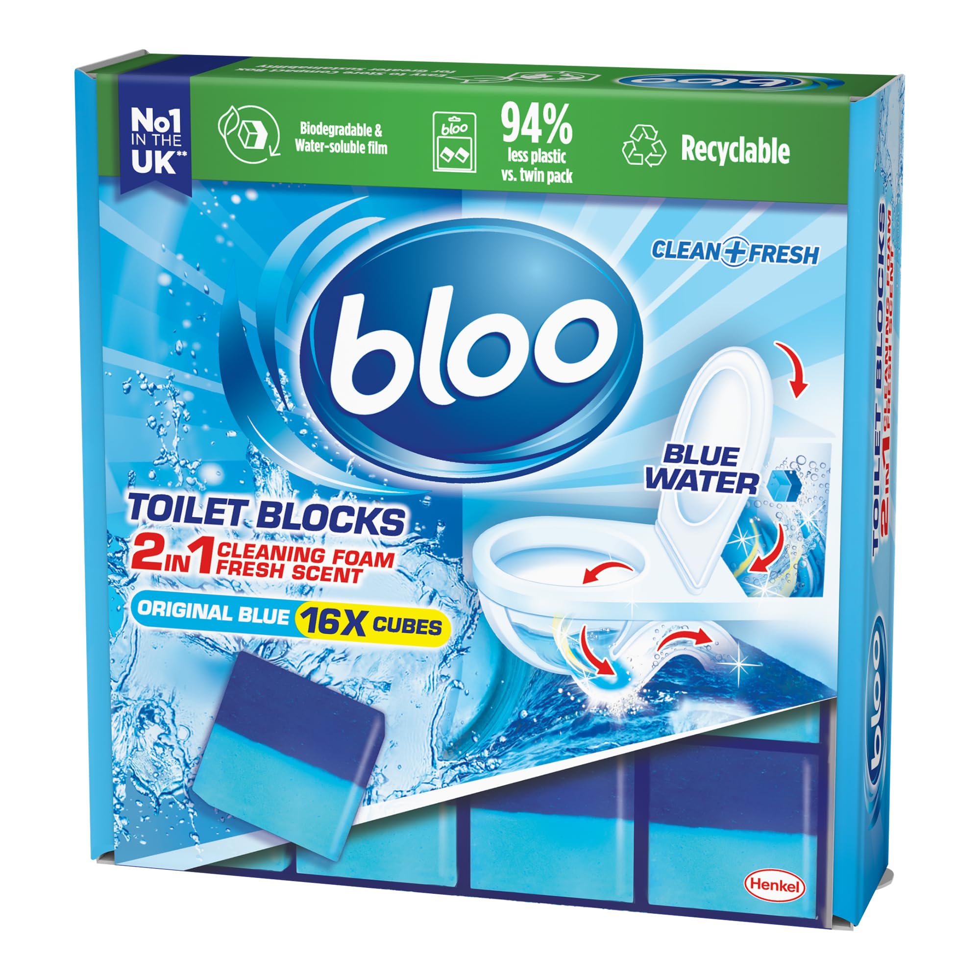 Amazon.com: Bloo Toilet Block Original Blue, Coloured Water In Tank ...