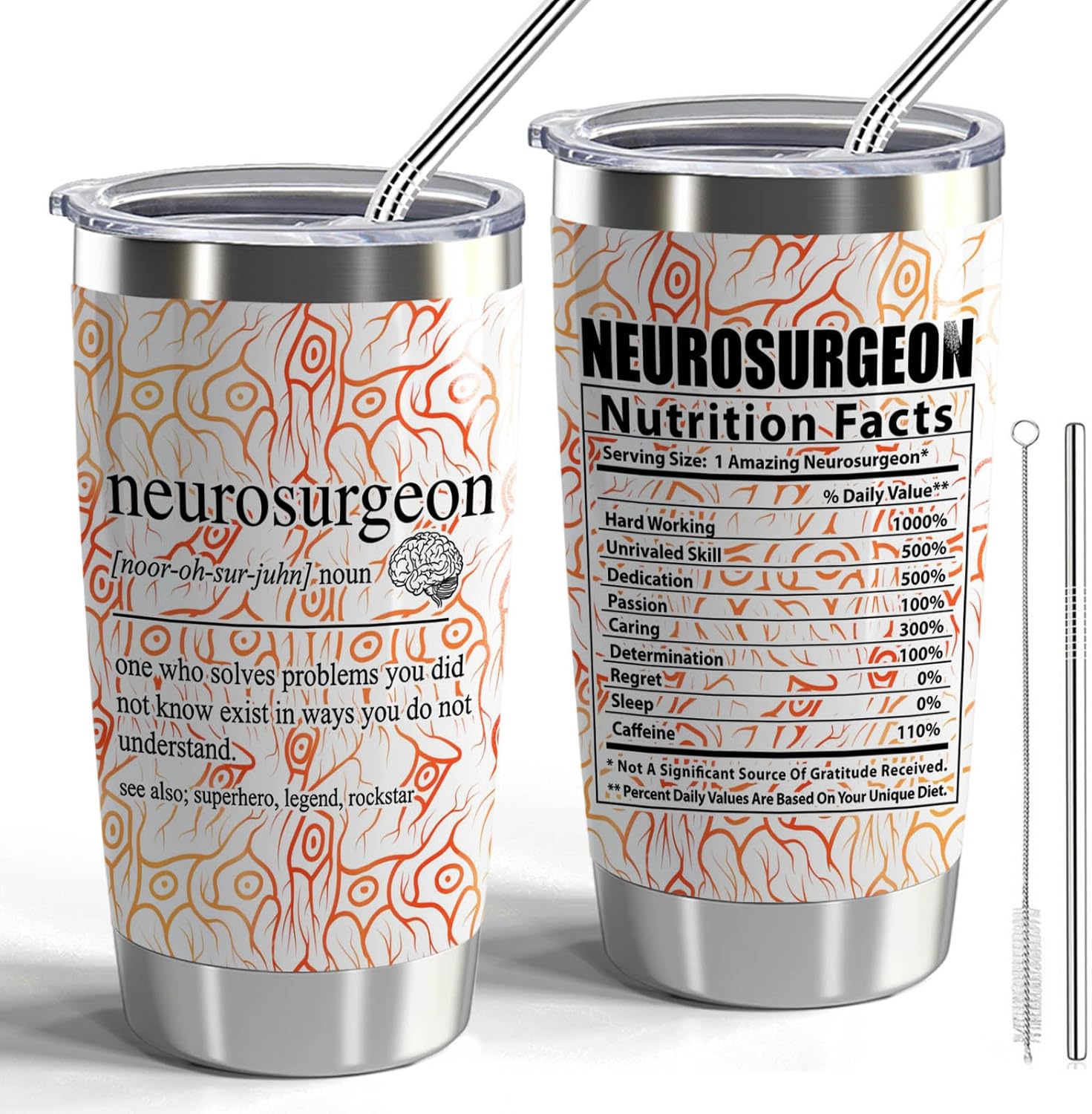 Amazon.com | CWEGSJ Neurologist Gift Neurosurgeon Nutrition Facts 20oz ...