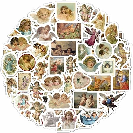 Amazon.com: BulbaCraft 100Pcs Angel Stickers Vintage - Angel Decals for ...
