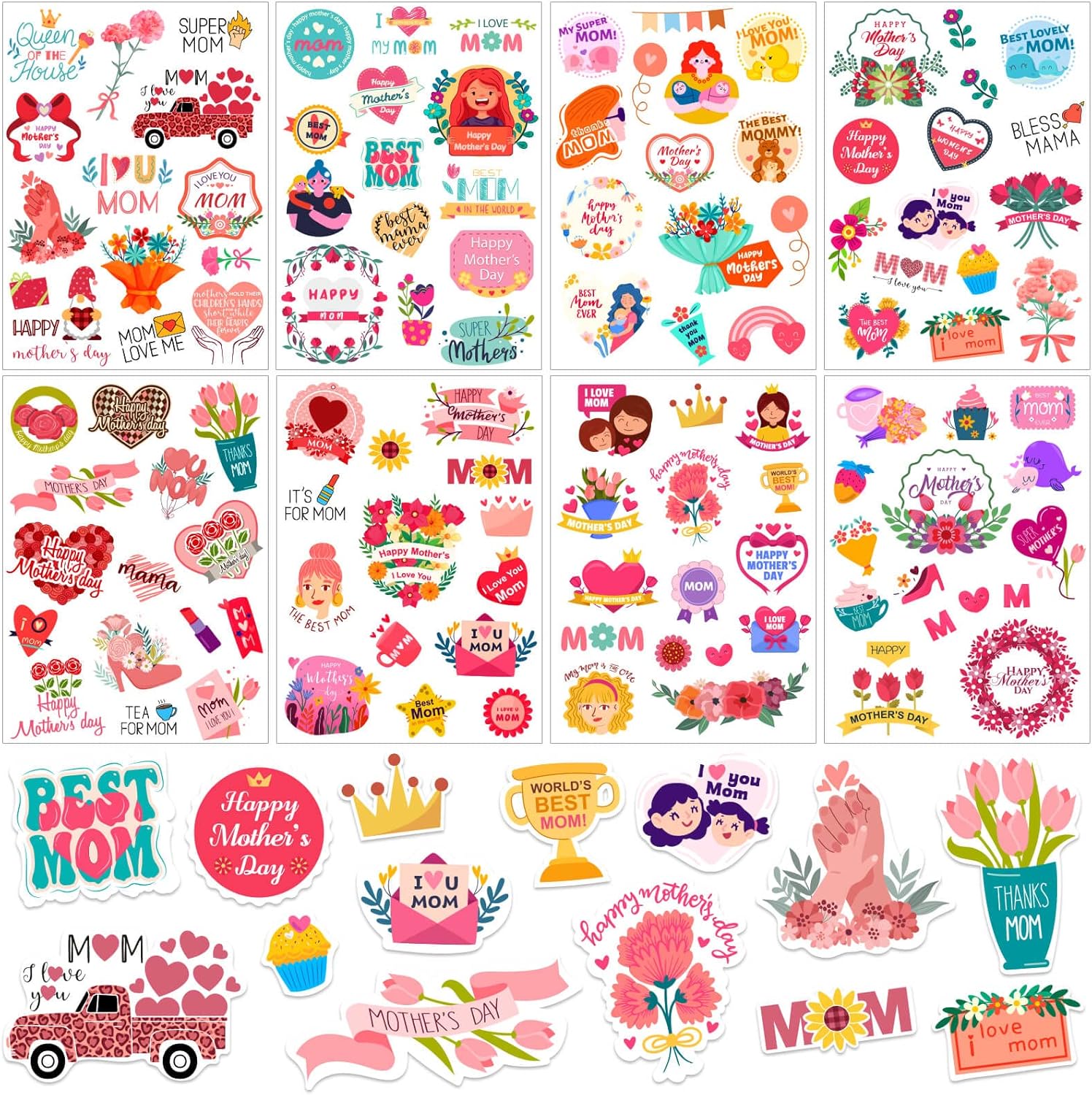Amazon.com: Happy Mothers Day Stickers, 16 Sheets Cute Mom Stickers for ...