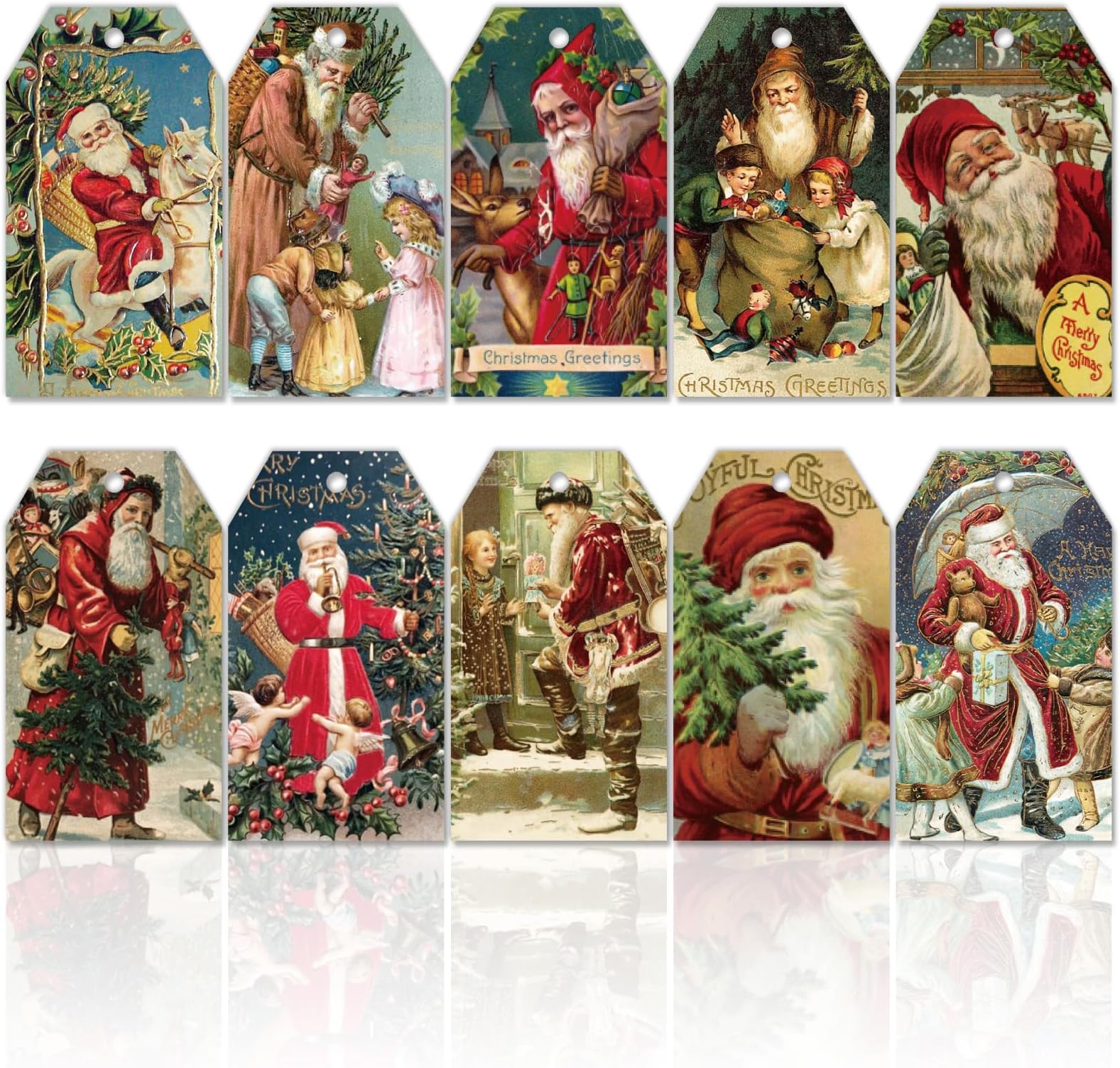 Amazon.com: 60 Vintage Holiday Gift Tags with String and Santa Claus ...